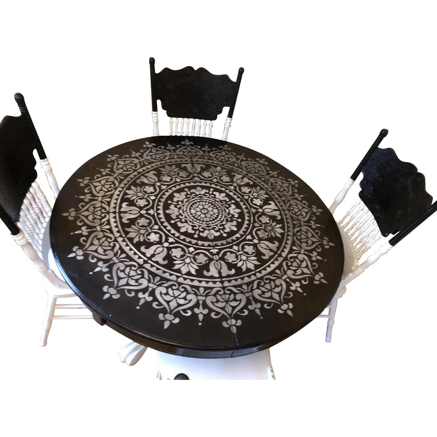 Oneness Prosperity Mandala Top Dining Table w/ 4 Chairs - AptDeco