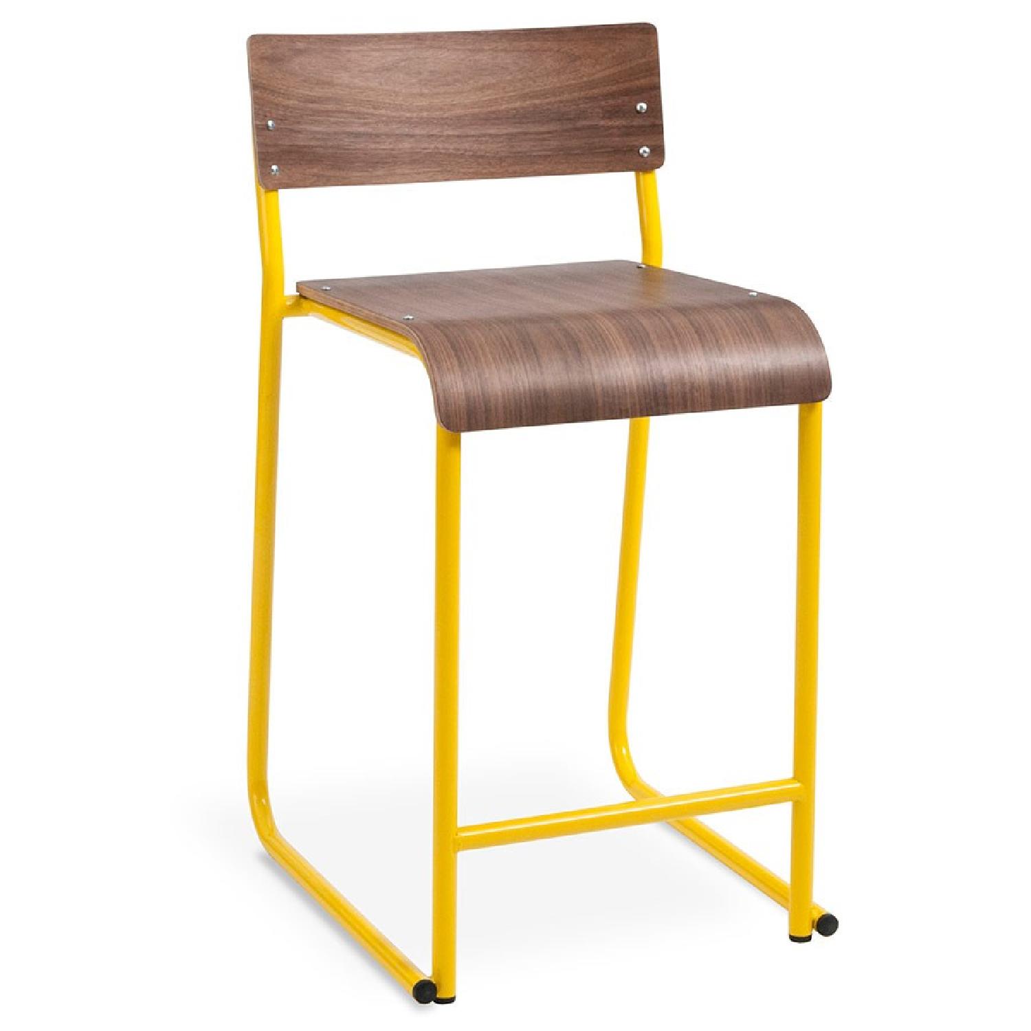 Gus Modern Church Stools in Canary Yellow - AptDeco