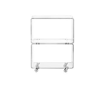 CB2 Acrylic 2 Shelf Rolling Cart - AptDeco