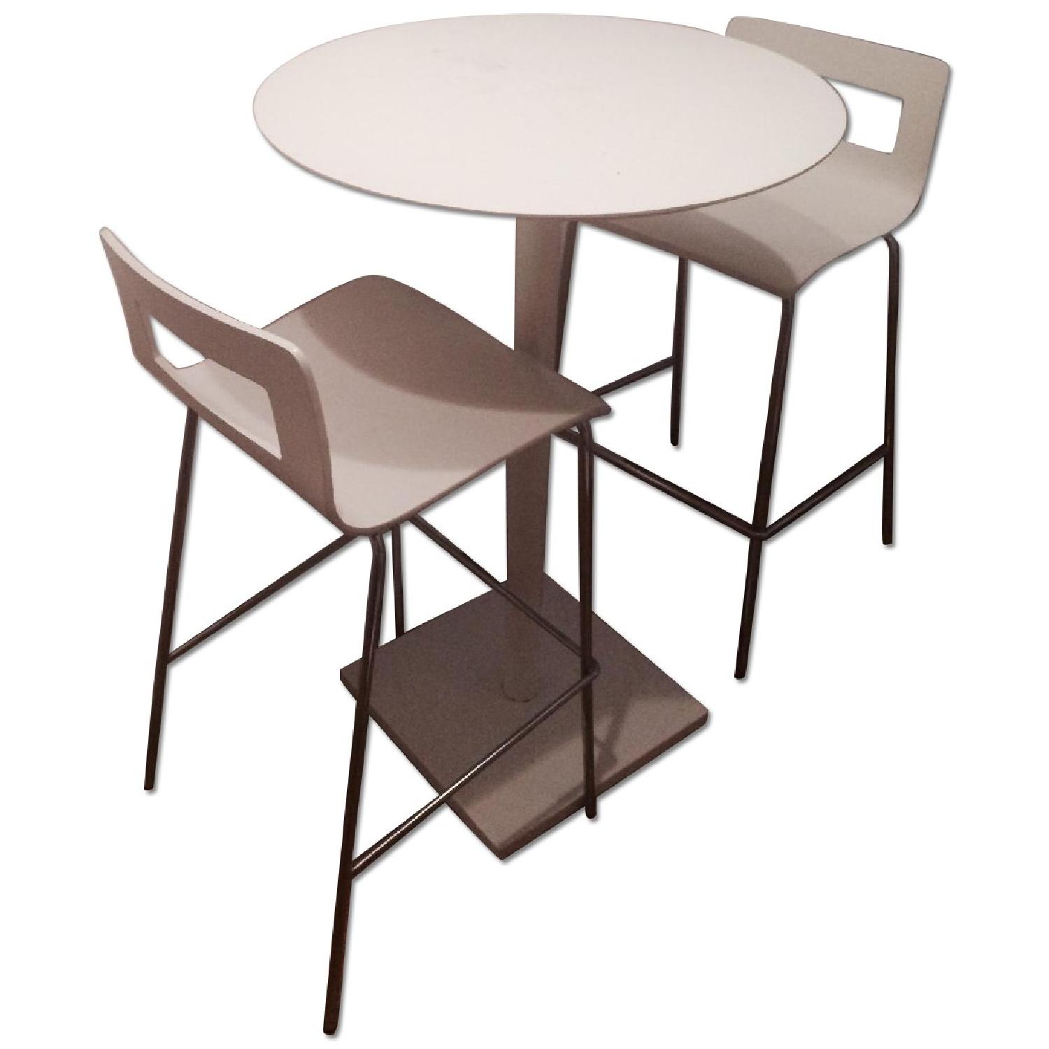 CB2 Dining Table w/ 2 Bar Stools - AptDeco