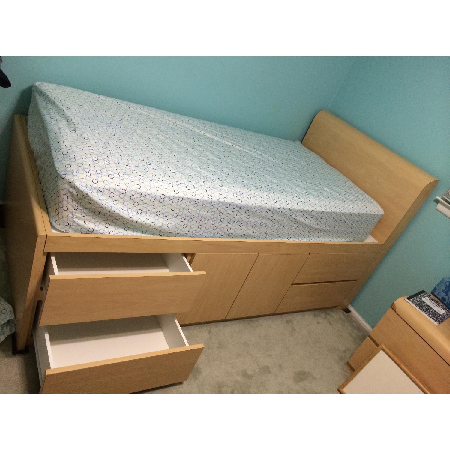 Custom Formica Bed w/ Storage + Nightstand - AptDeco