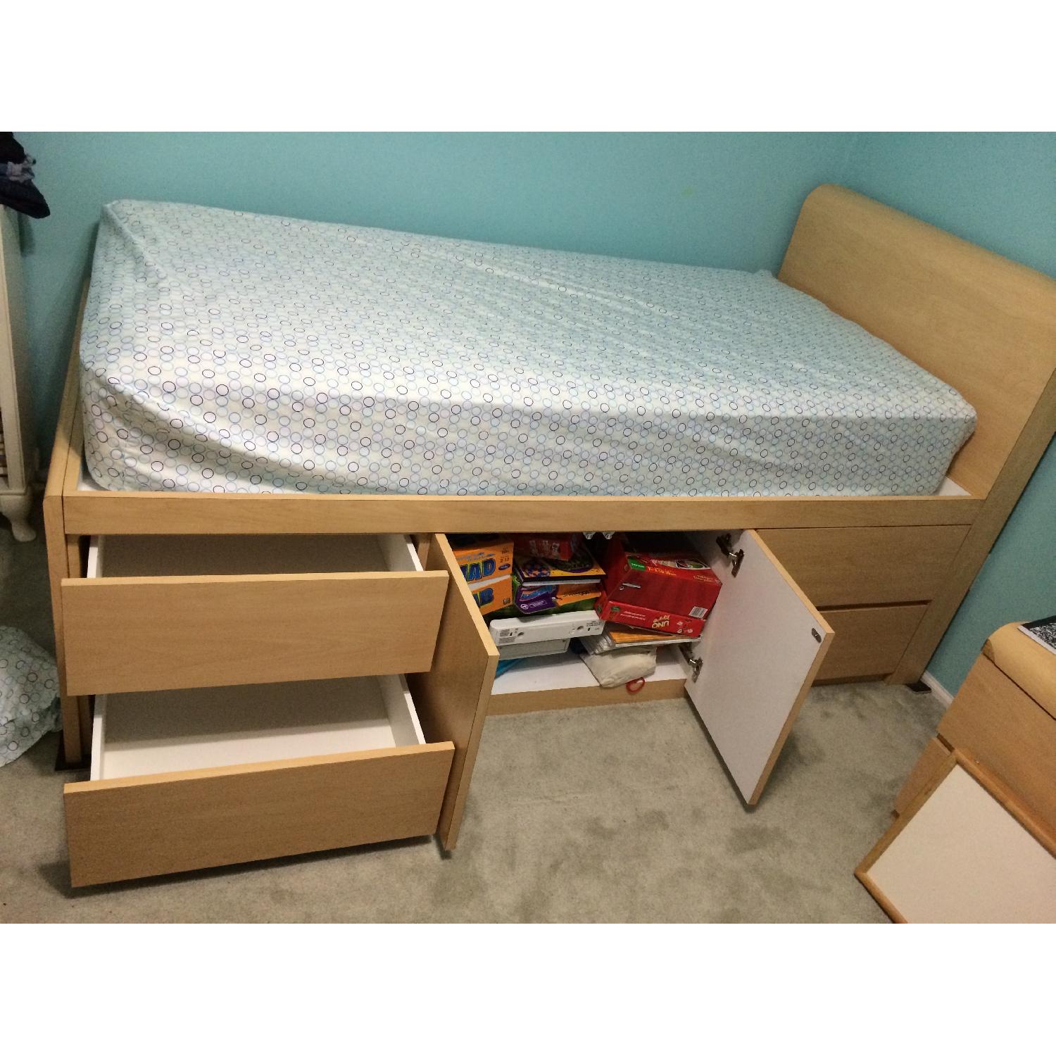 Custom Formica Bed w/ Storage + Nightstand - AptDeco