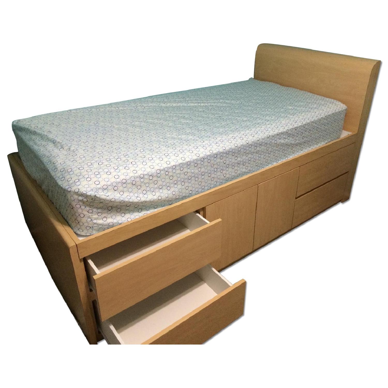 Custom Formica Bed w/ Storage + Nightstand - AptDeco