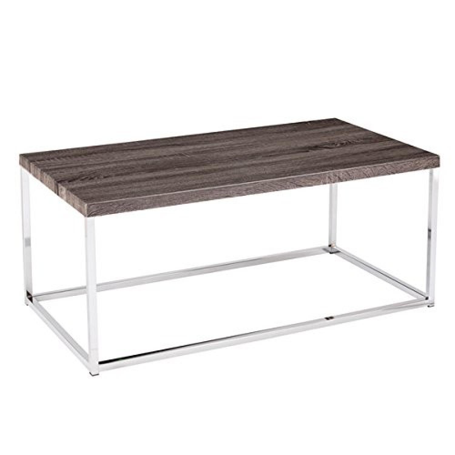 Harper Blvd Gorman Chrome Distressed Grey Coffee Table - AptDeco