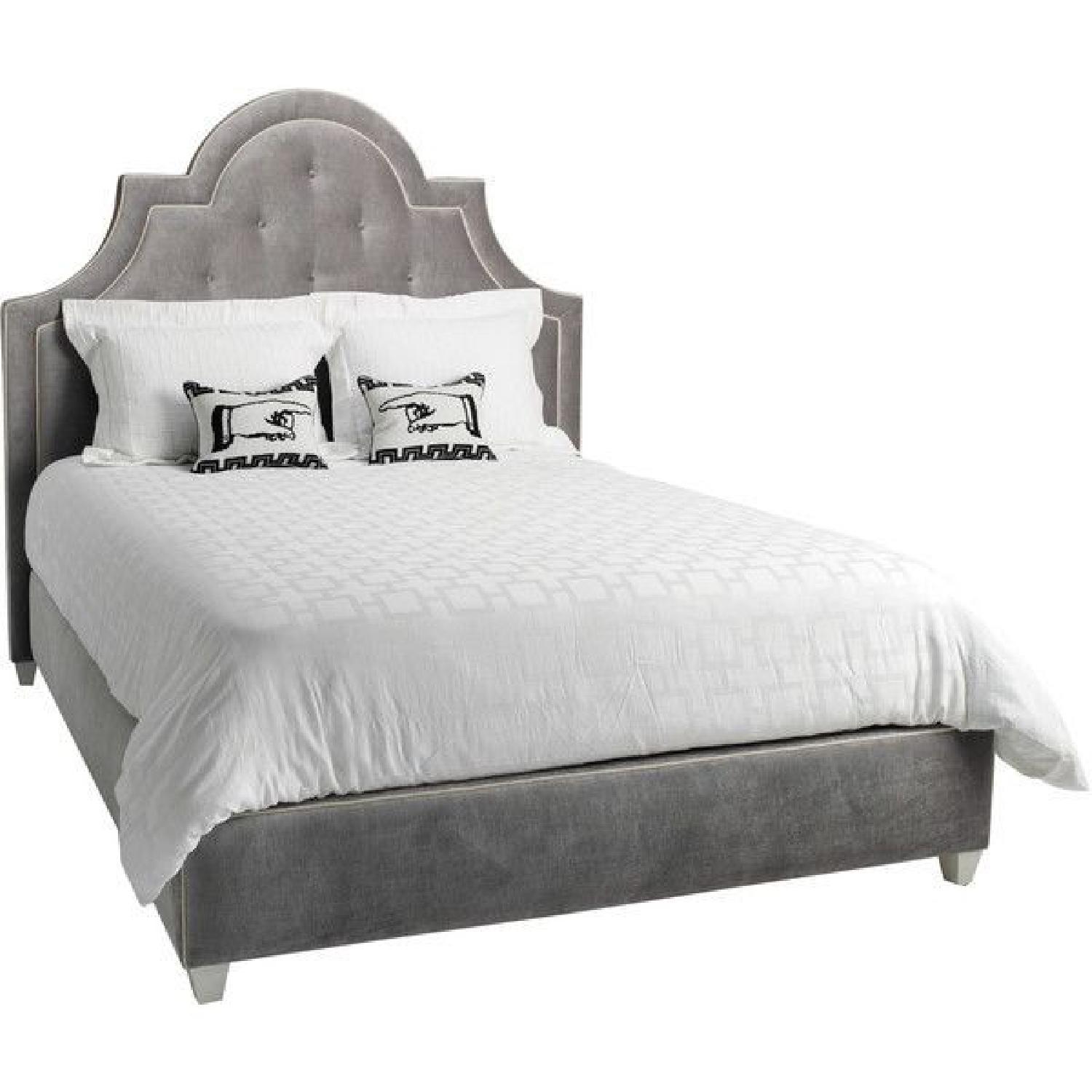 Jonathan Adler Woodhouse Queen Bed Frame in Grey Velvet - AptDeco