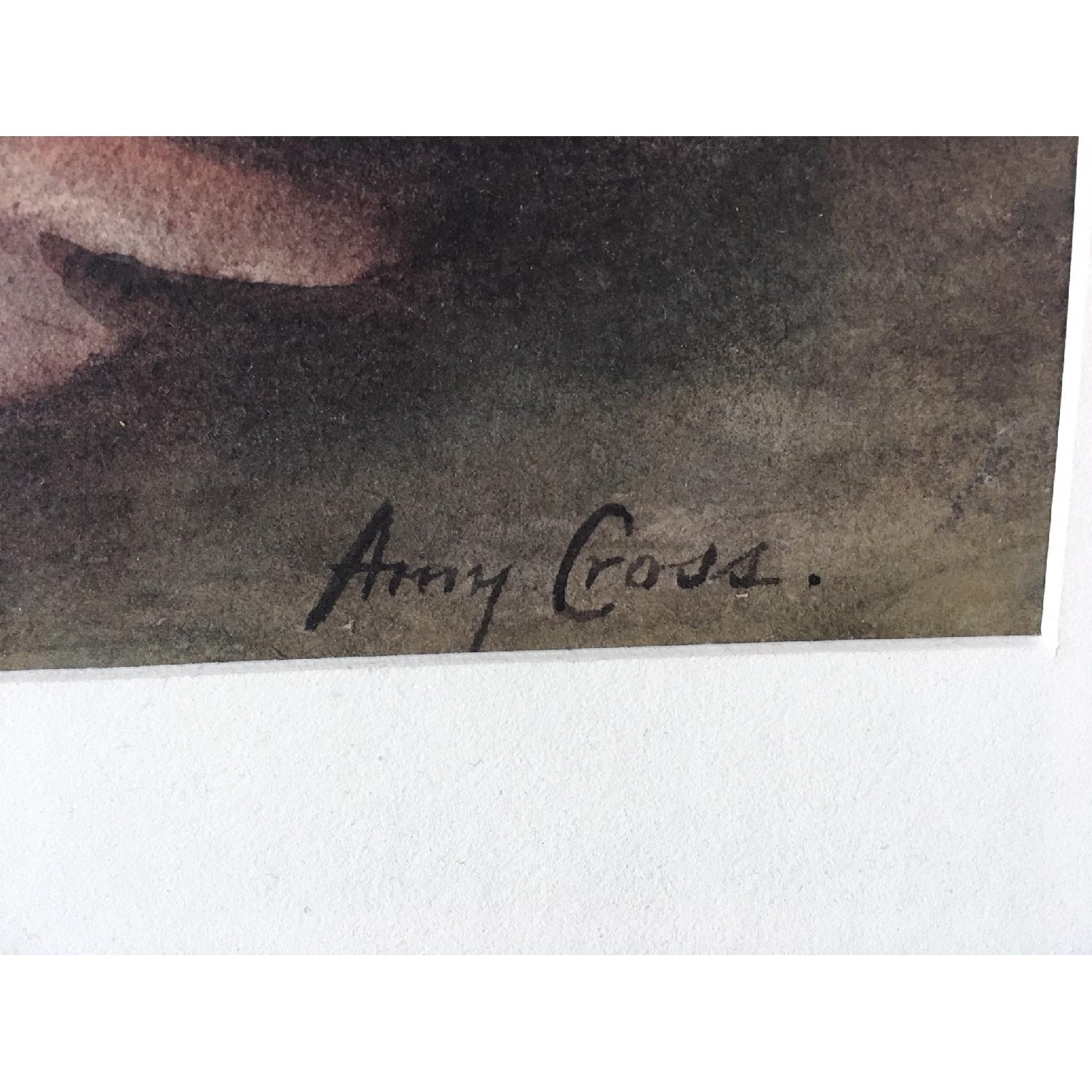 19th Century Amy Cross Original Watercolor Painting - AptDeco