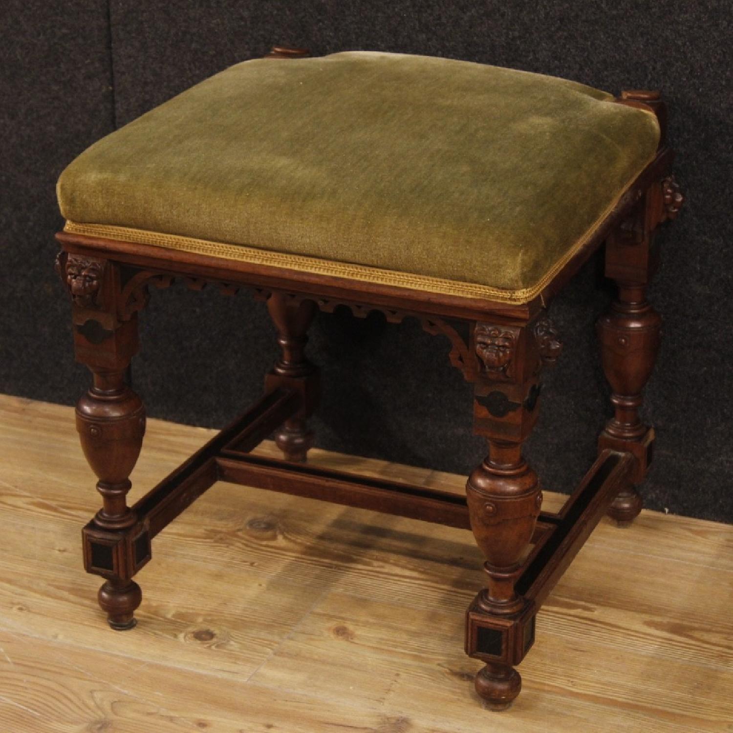 Dutch Stool in Oak & Velvet - AptDeco
