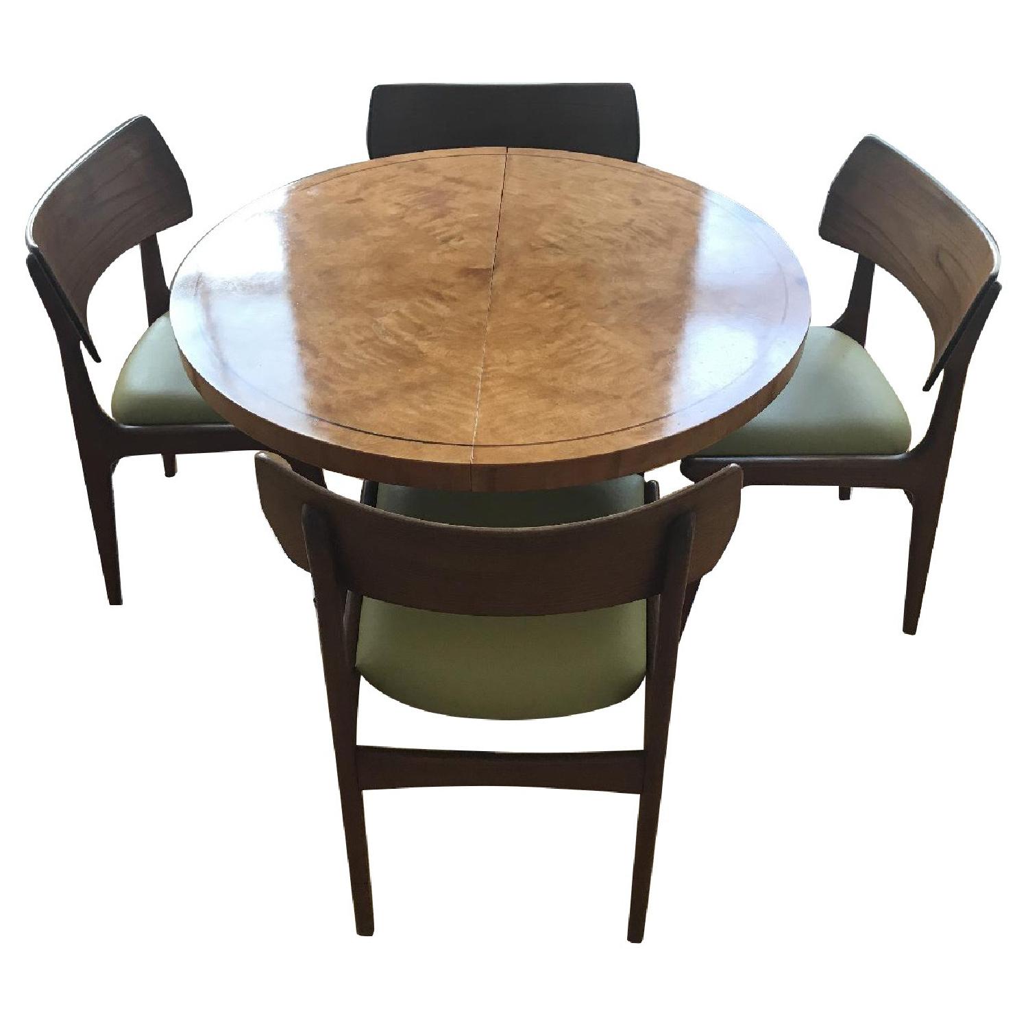 Cuban Mahogany Expandable Pedestal Dining Table w/ 4 Chairs - AptDeco