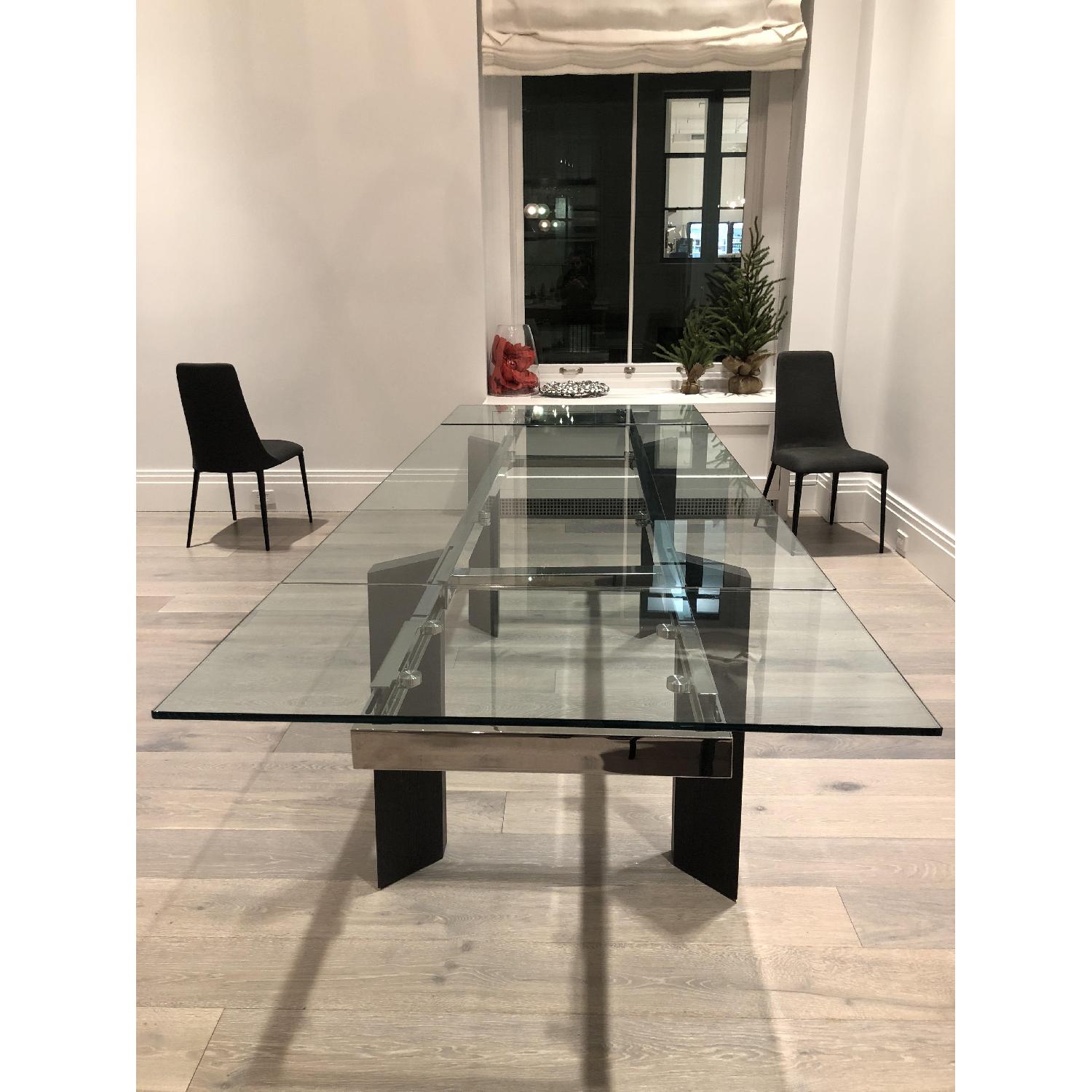 Calligaris Tower Glass/Wood Extendable Dining Table - AptDeco