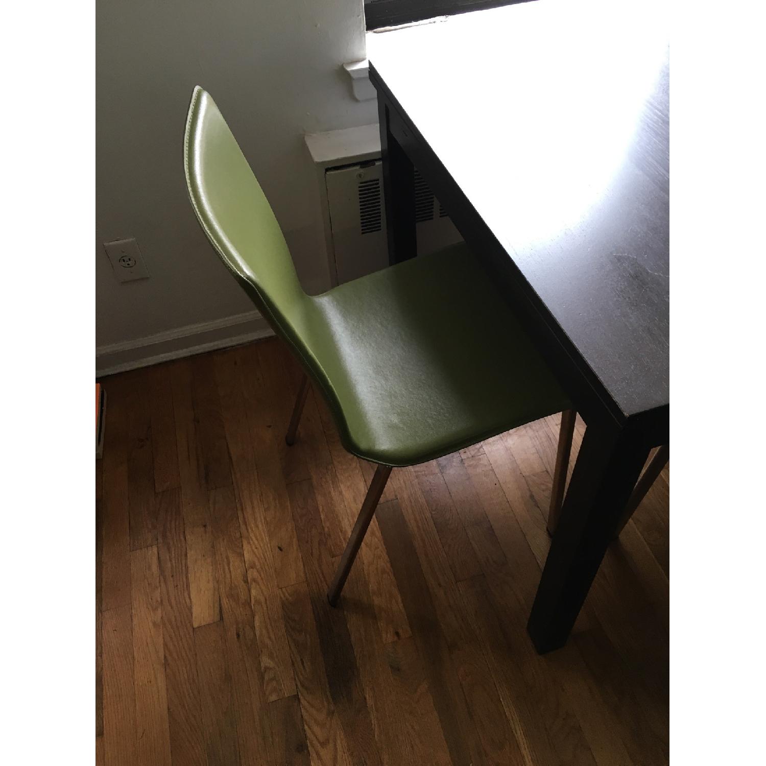 CB2 Leather Composite Green Diego Chairs - AptDeco