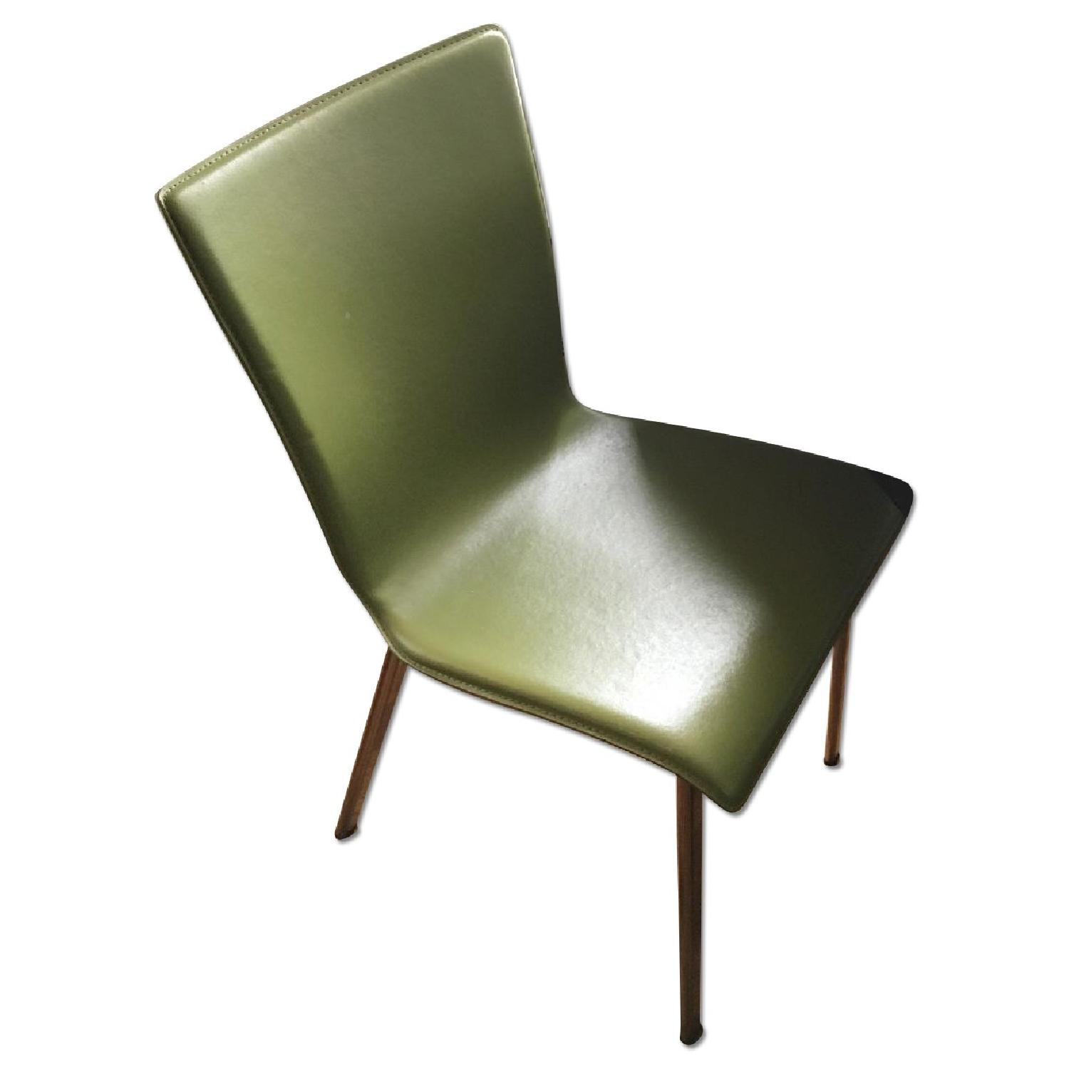 CB2 Leather Composite Green Diego Chairs - AptDeco