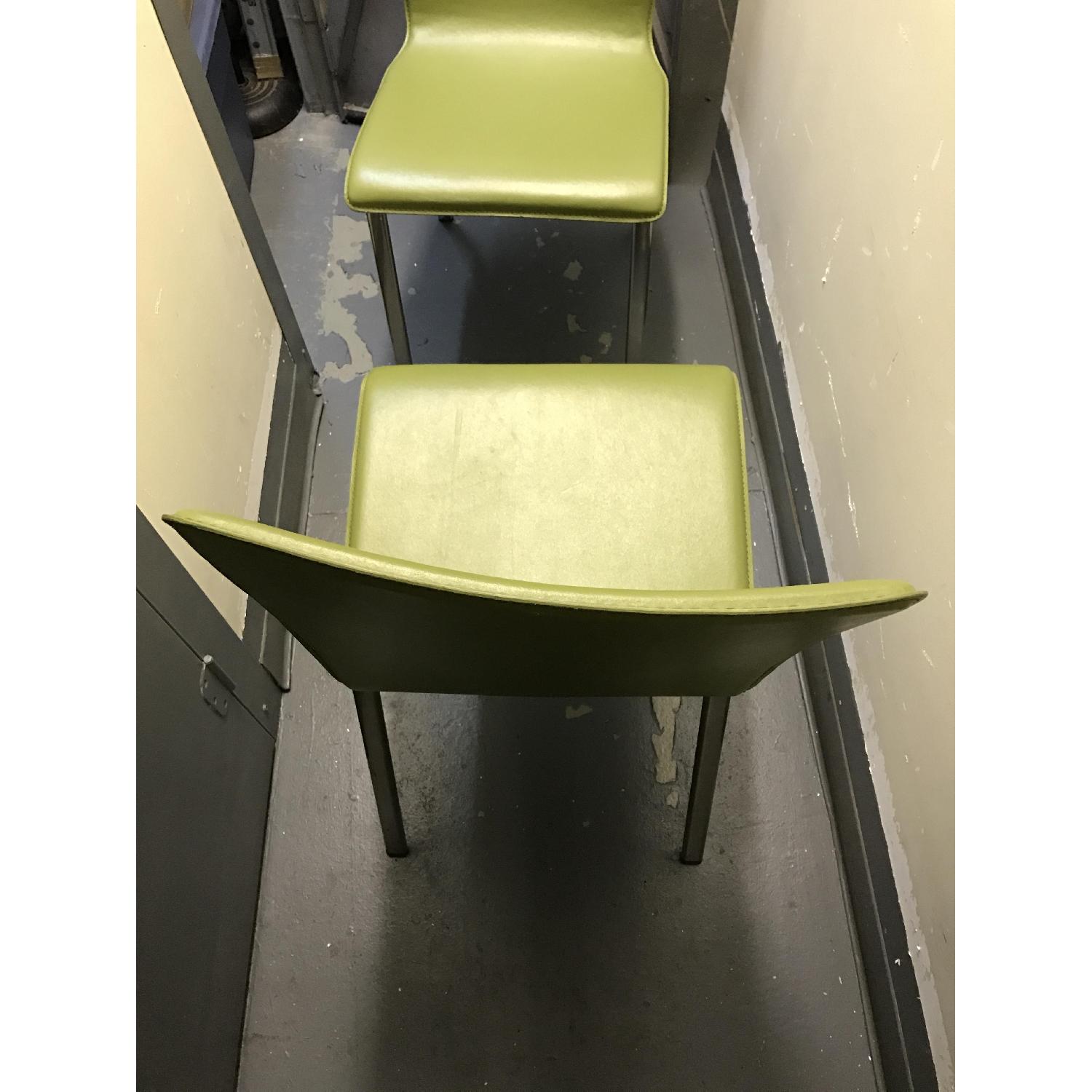 CB2 Leather Composite Green Diego Chairs - AptDeco