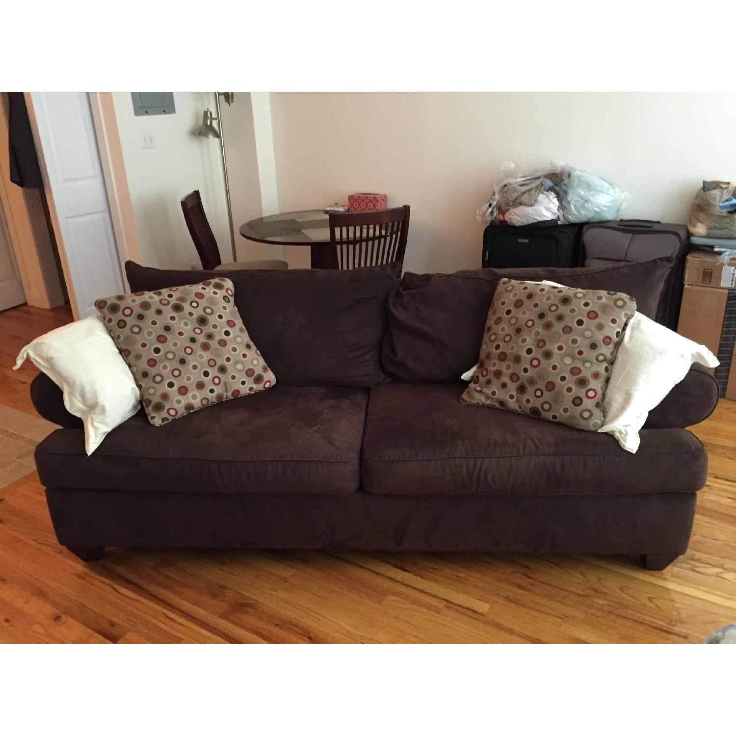 Dark Brown Fabric Sofa - AptDeco