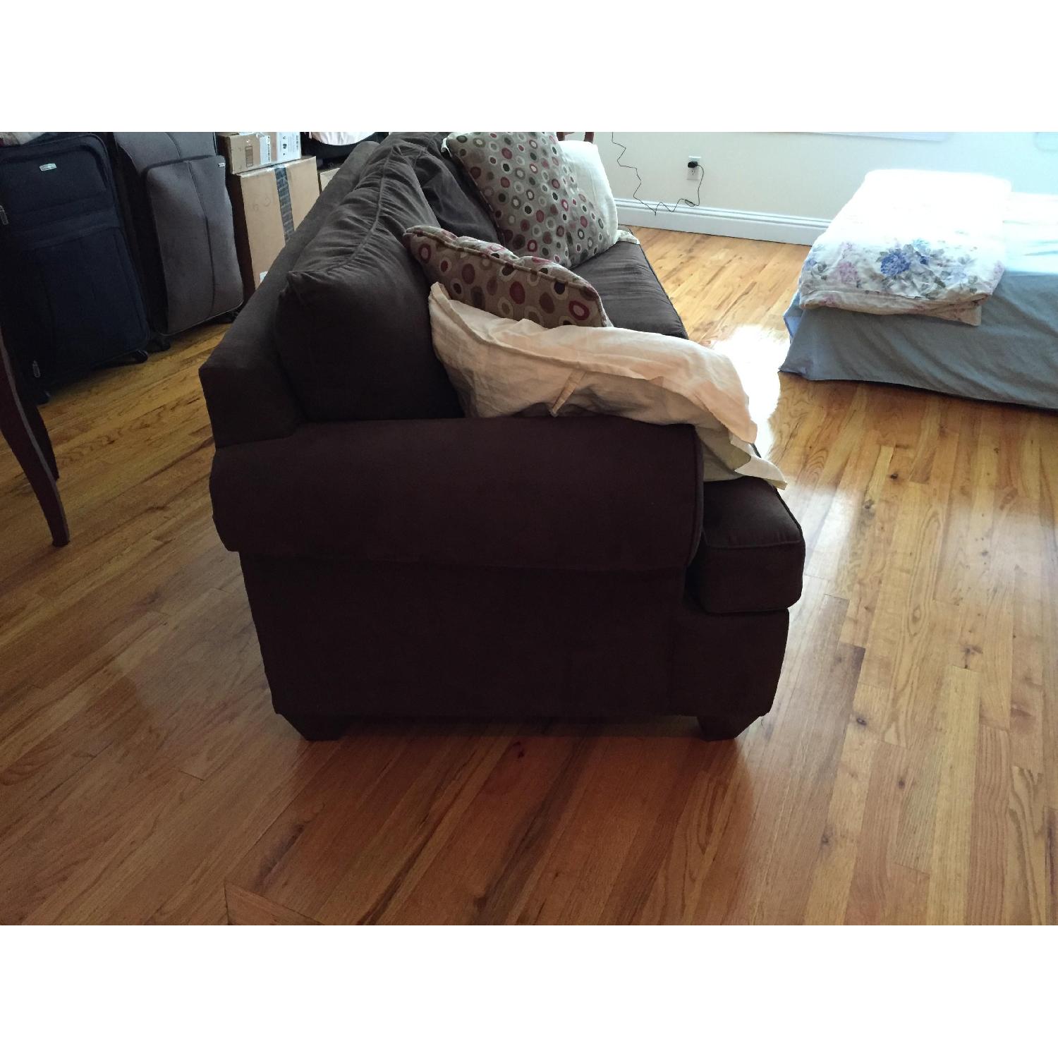 Dark Brown Fabric Sofa - AptDeco