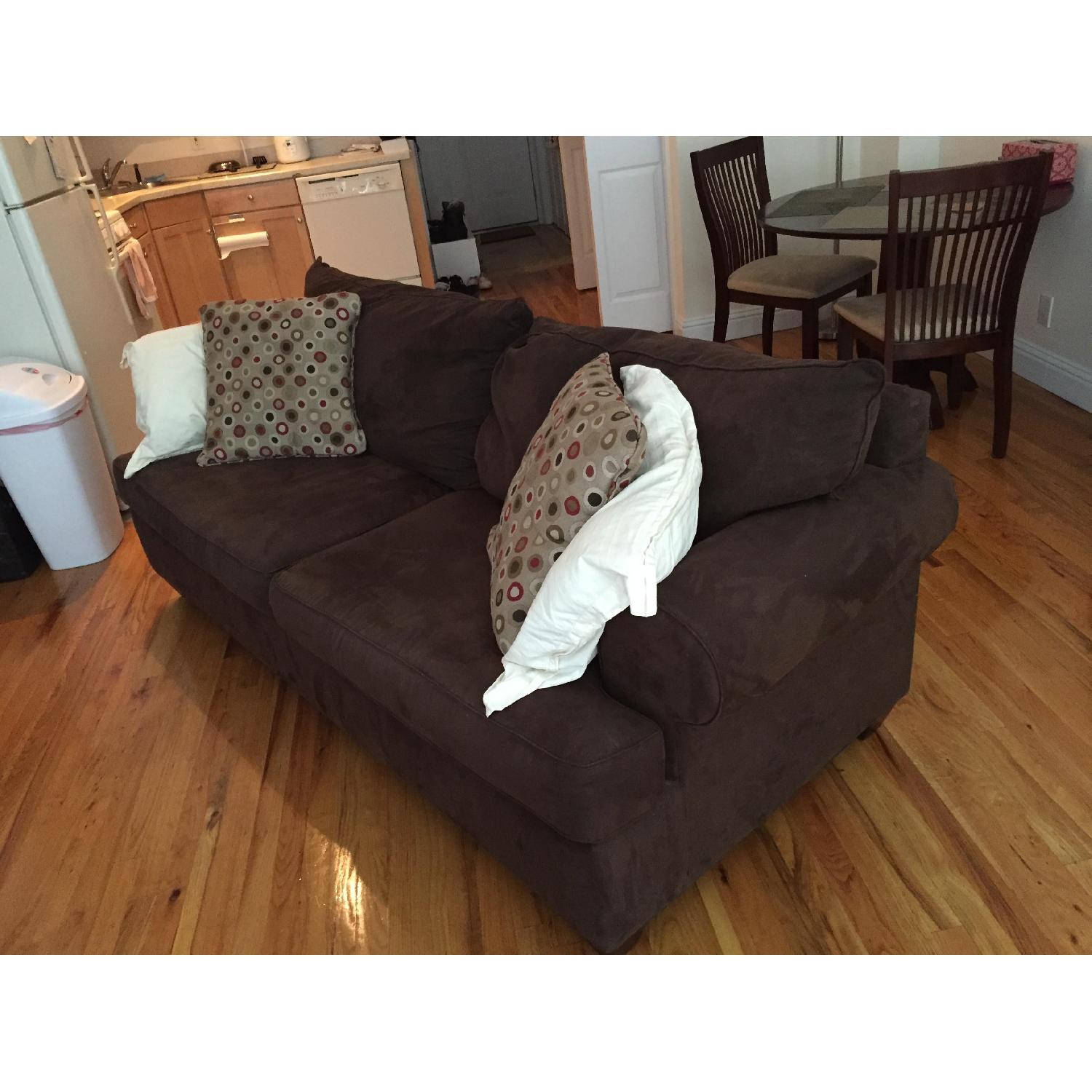 Dark Brown Fabric Sofa - AptDeco