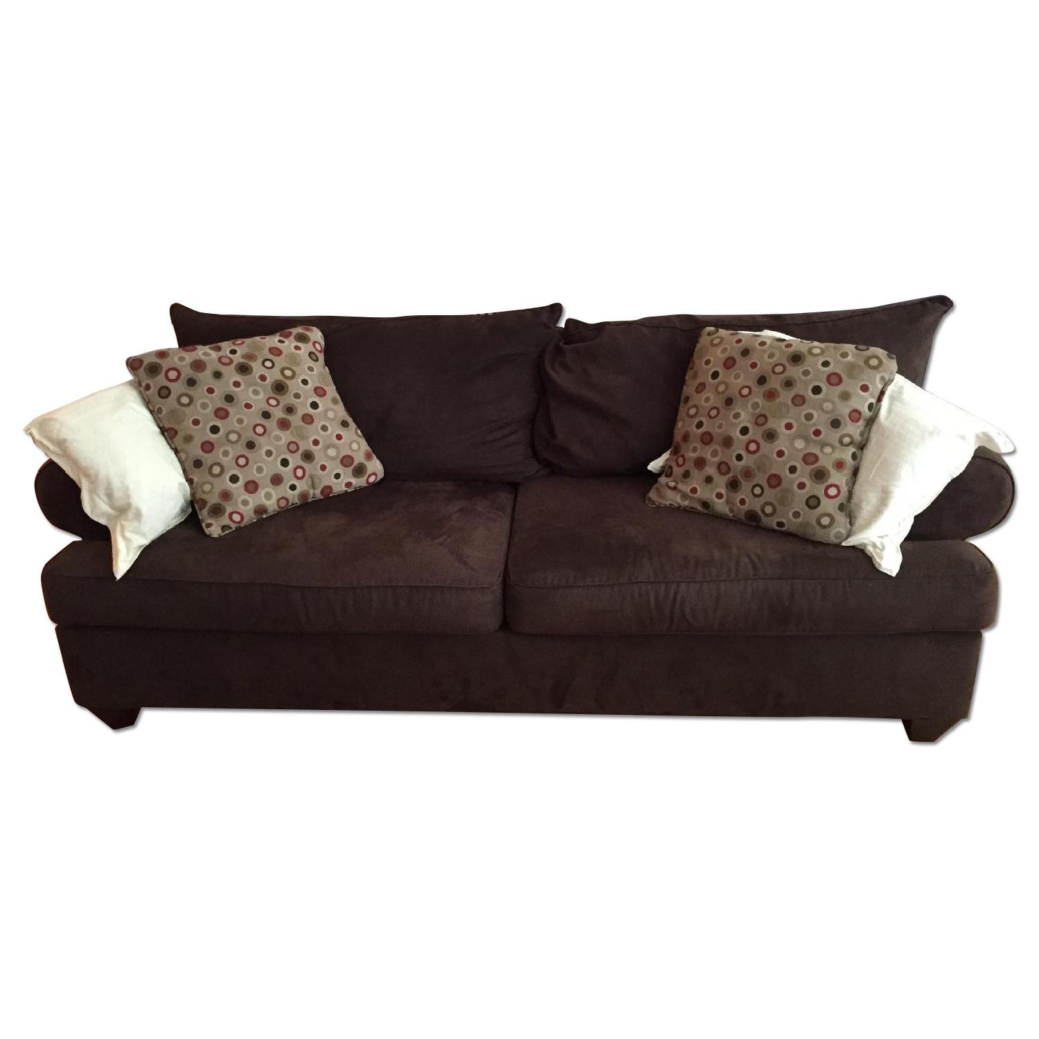 Dark Brown Fabric Sofa - AptDeco