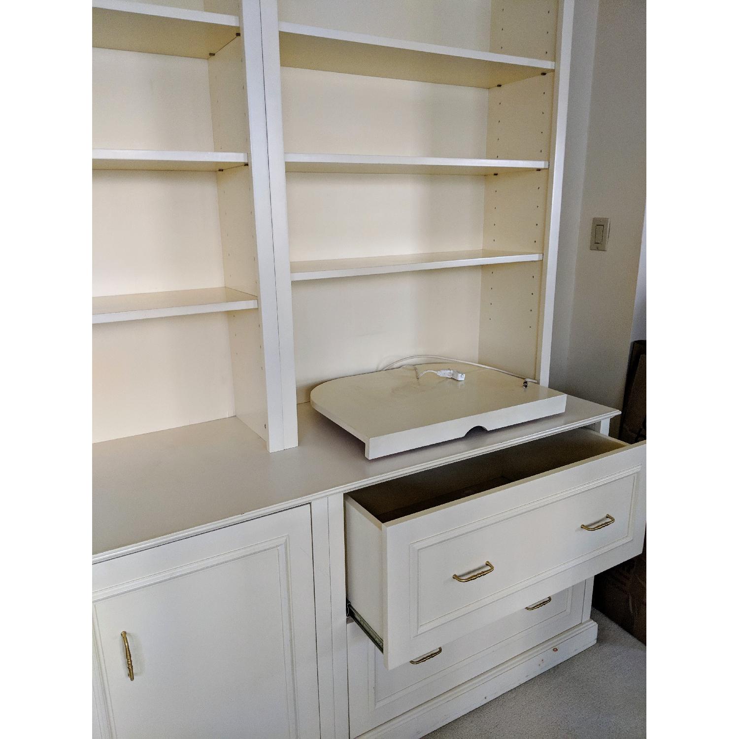 Custom Millwork Shelving Wall Unit in White - AptDeco
