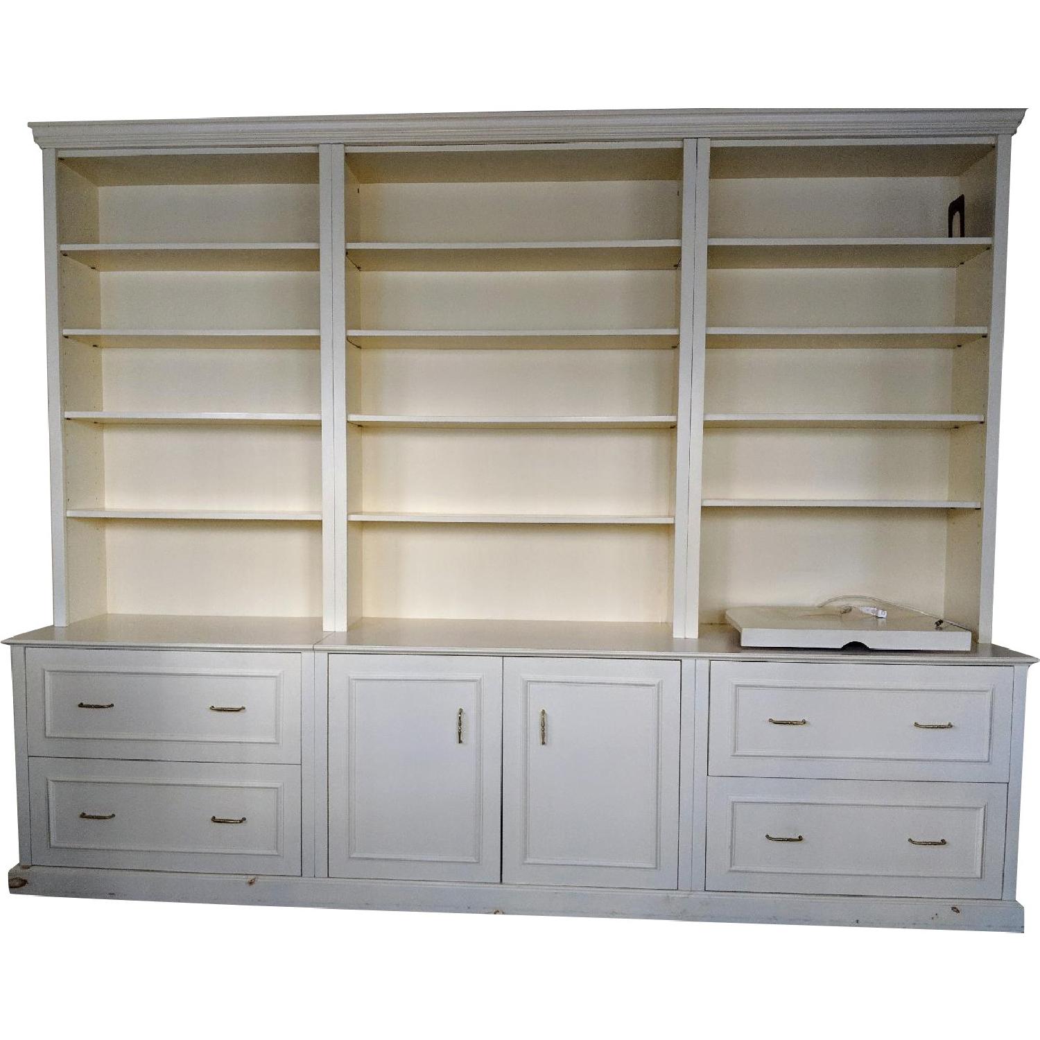 Custom Millwork Shelving Wall Unit in White - AptDeco