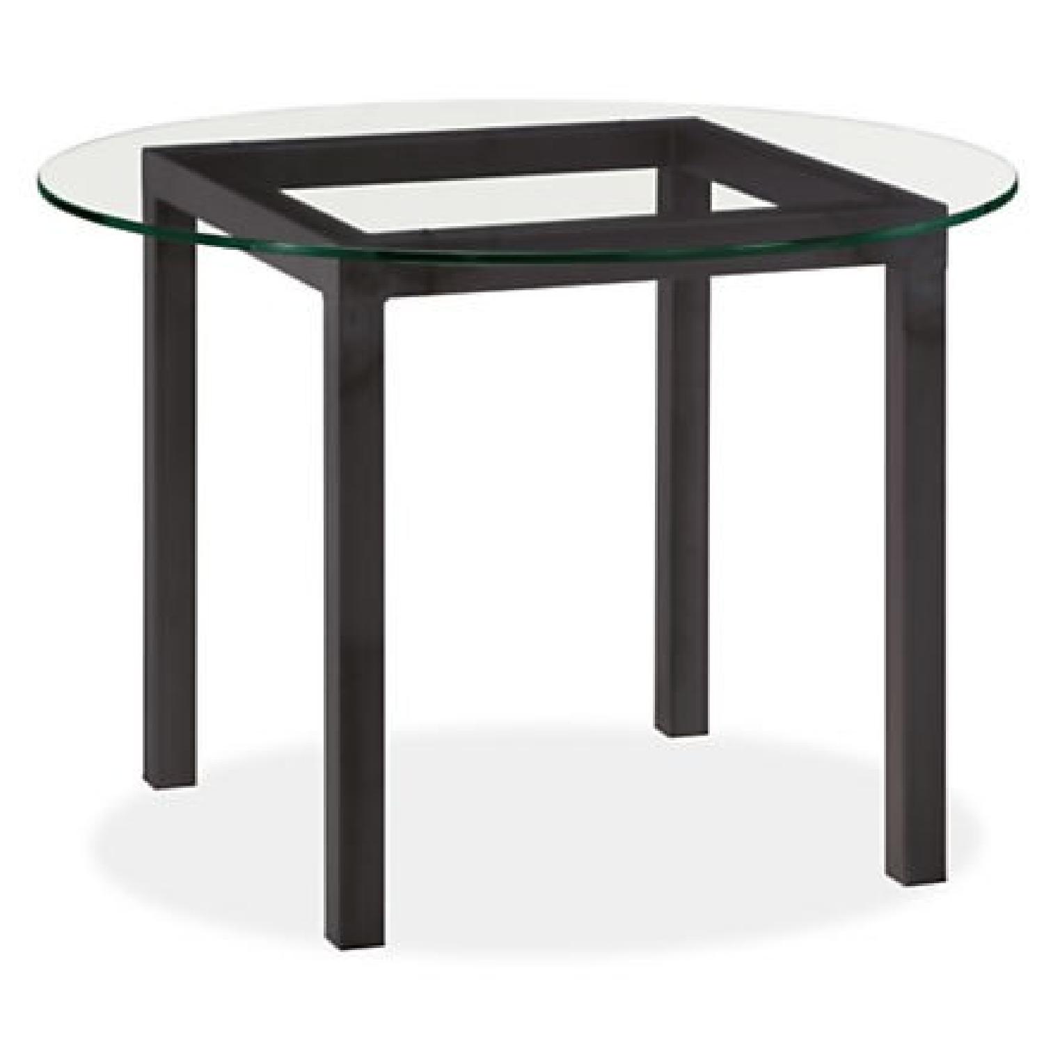 Room & Board Parsons Round Glass Dining Table - AptDeco