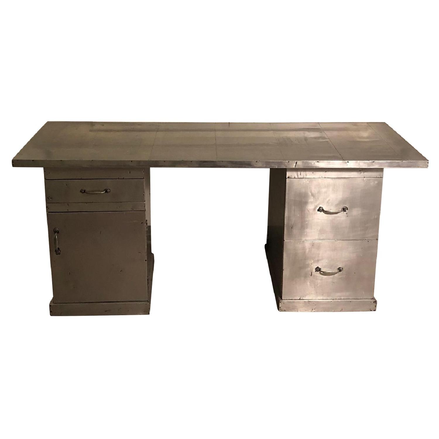 Vintage Custom Made Industrial Steel Art Desk - AptDeco