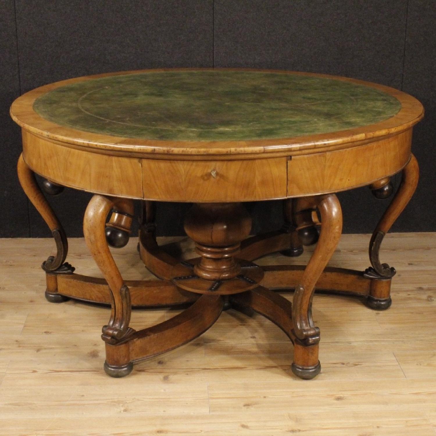 19th Century 1850 Cherry Wood Italian Round Table - AptDeco