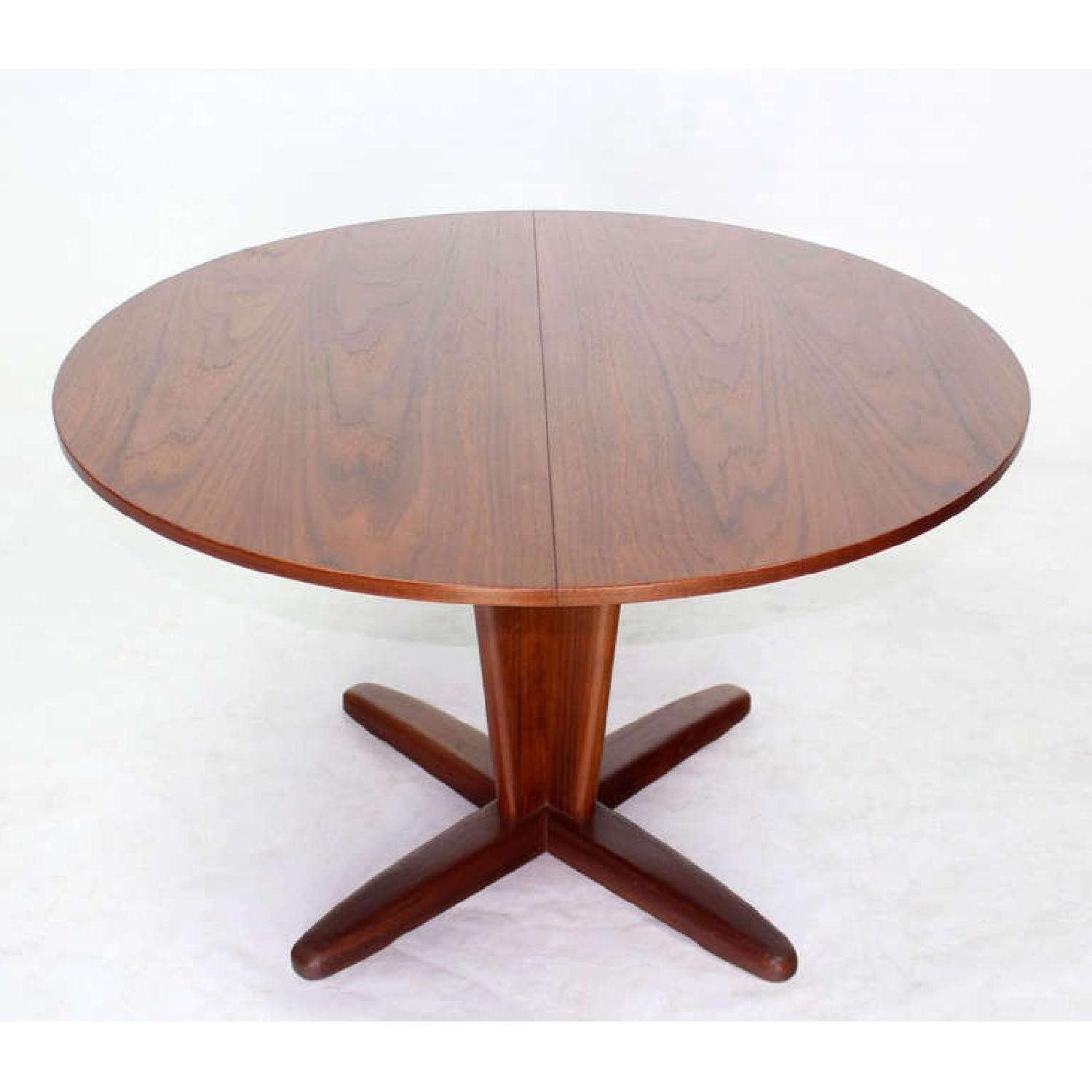 Danish Mid Century Round Dining Table w/ Leaf - AptDeco