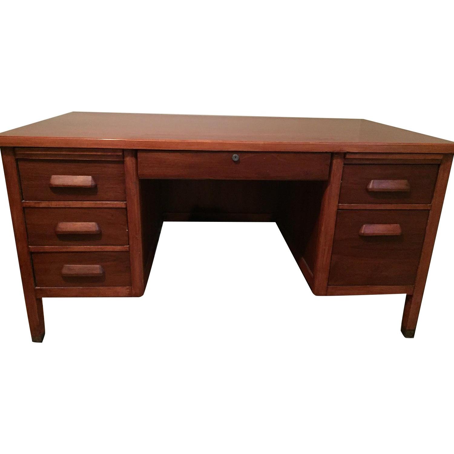 Vintage School Teacher's Desk in Cherry Wood - AptDeco