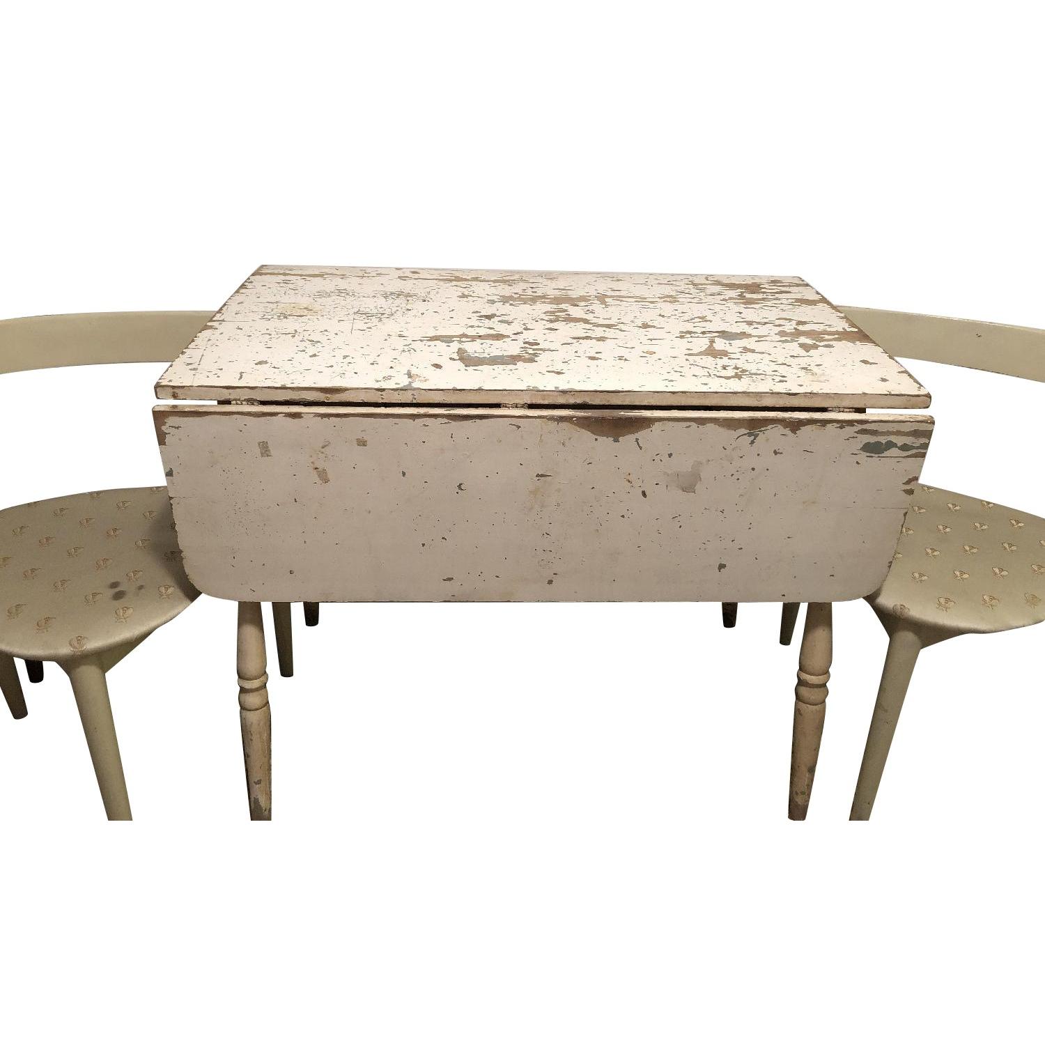 Vintage Distressed Dining Table w/ 2 Chairs - AptDeco