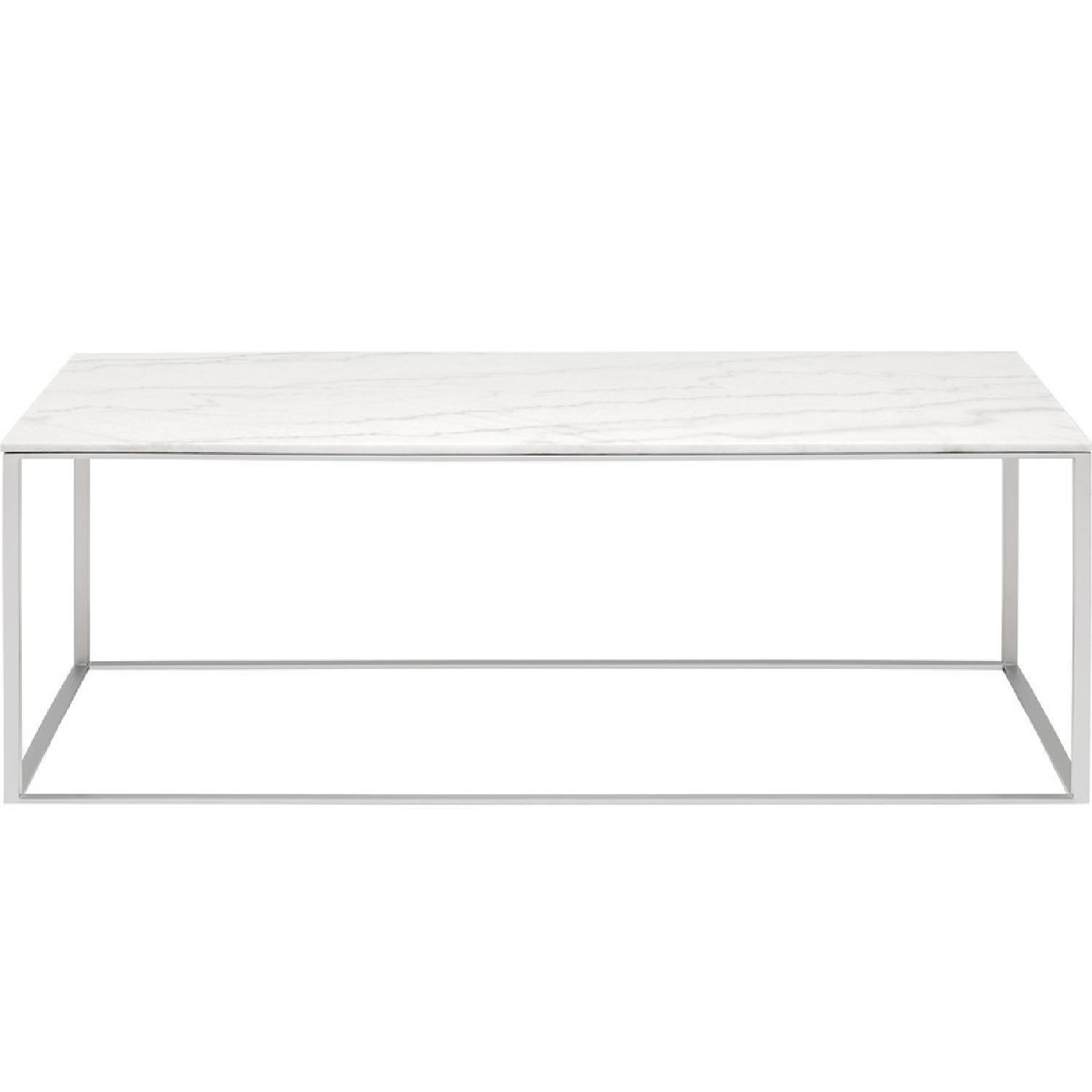 Blu Dot Minimalista White Marble Coffee Table - AptDeco