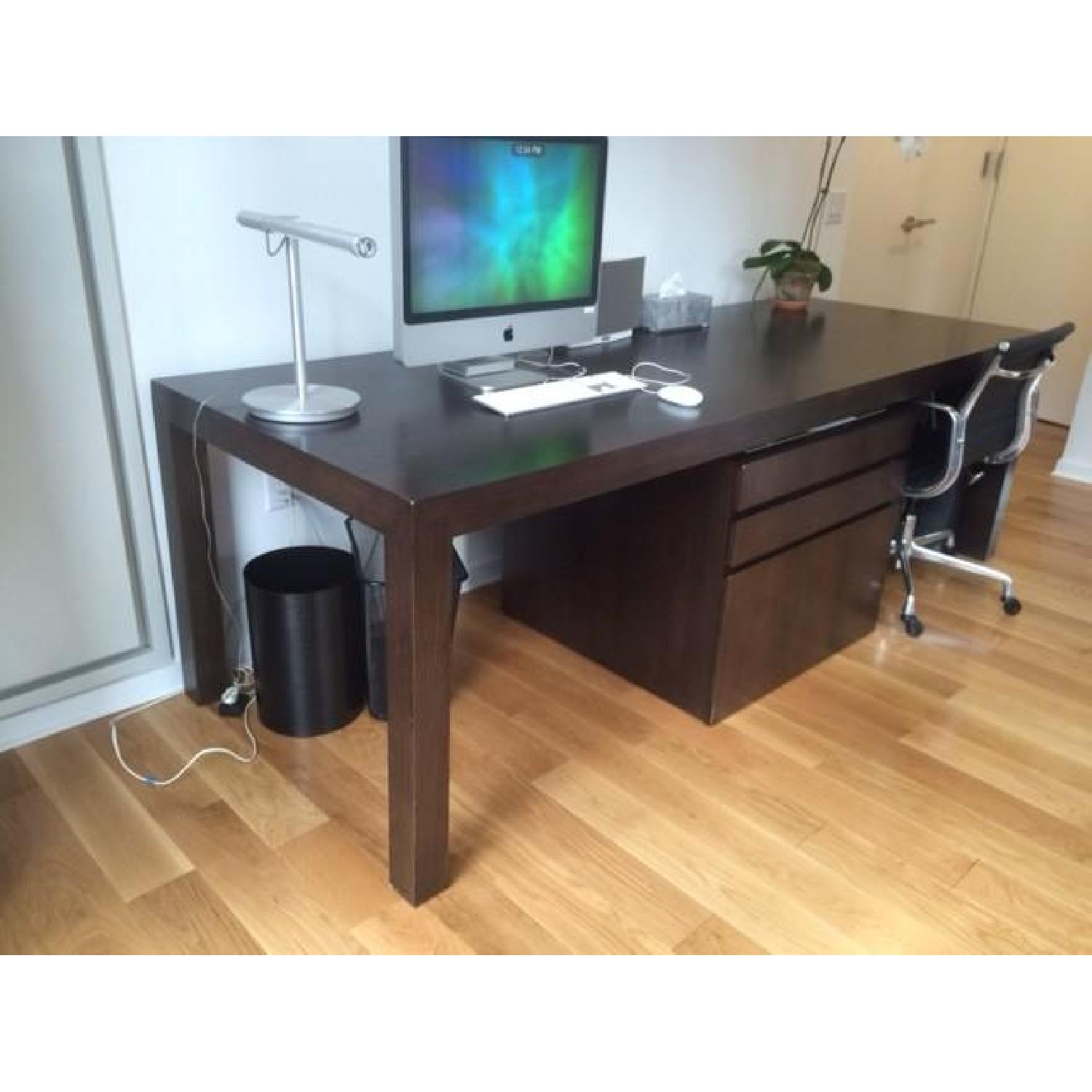 Custom Made Wood Desk & Filing Cabinet - AptDeco
