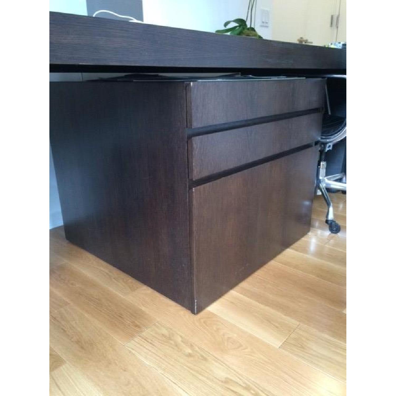 Custom Made Wood Desk & Filing Cabinet - AptDeco