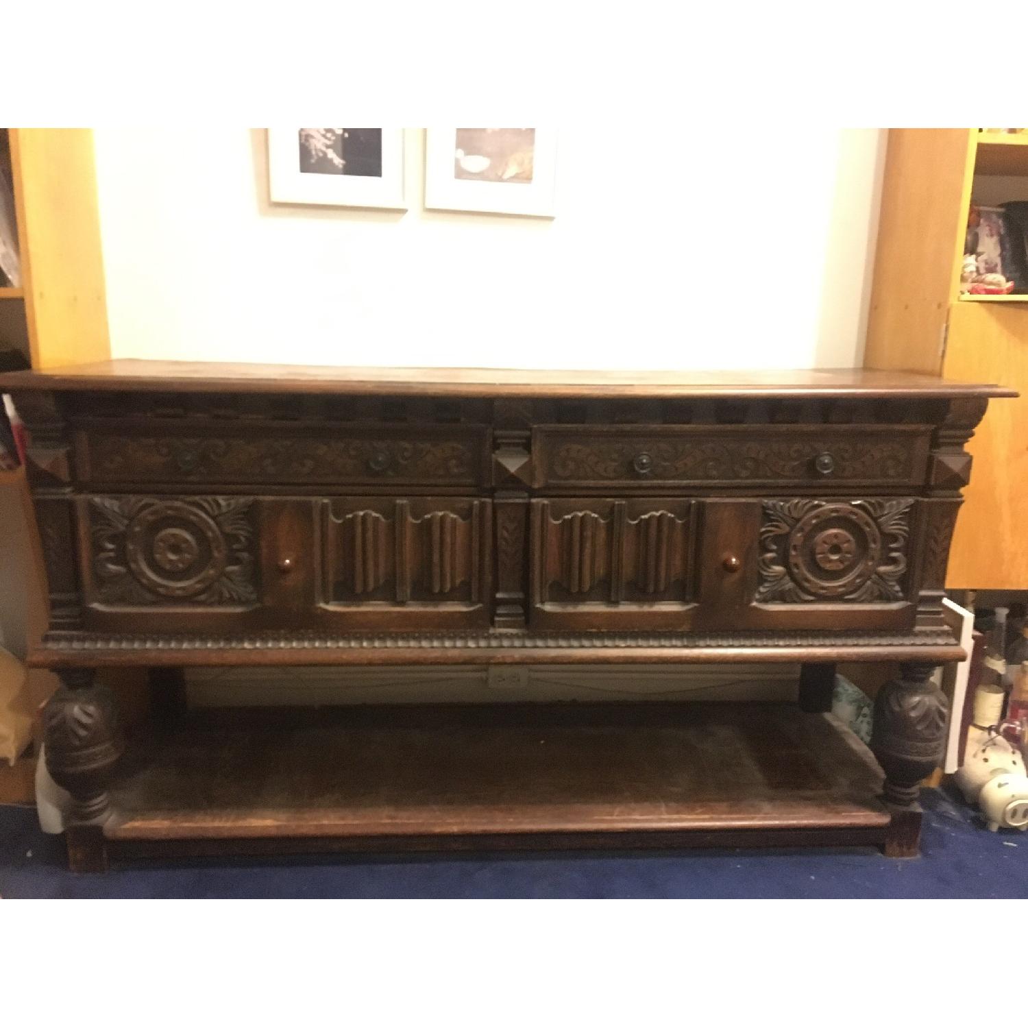 Antique Carved Wood Sideboard - AptDeco