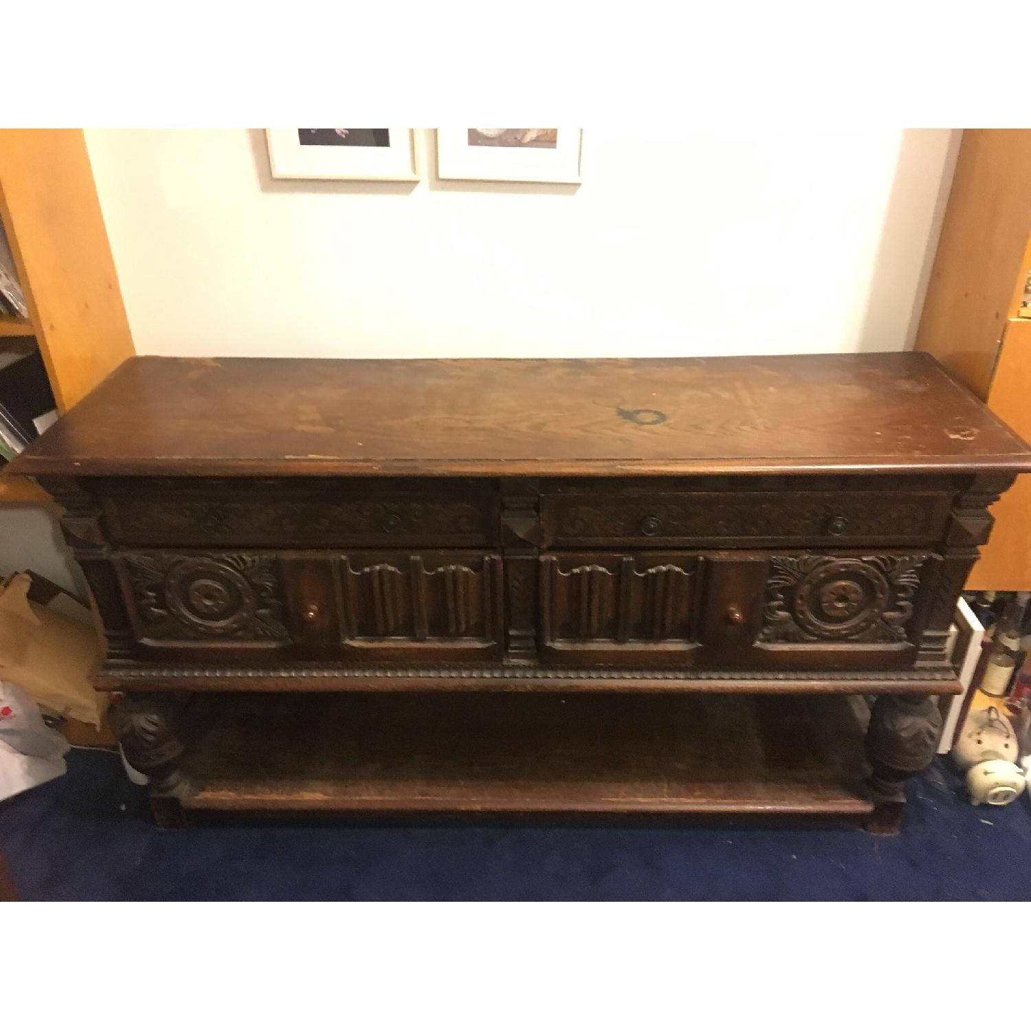 Antique Carved Wood Sideboard - AptDeco