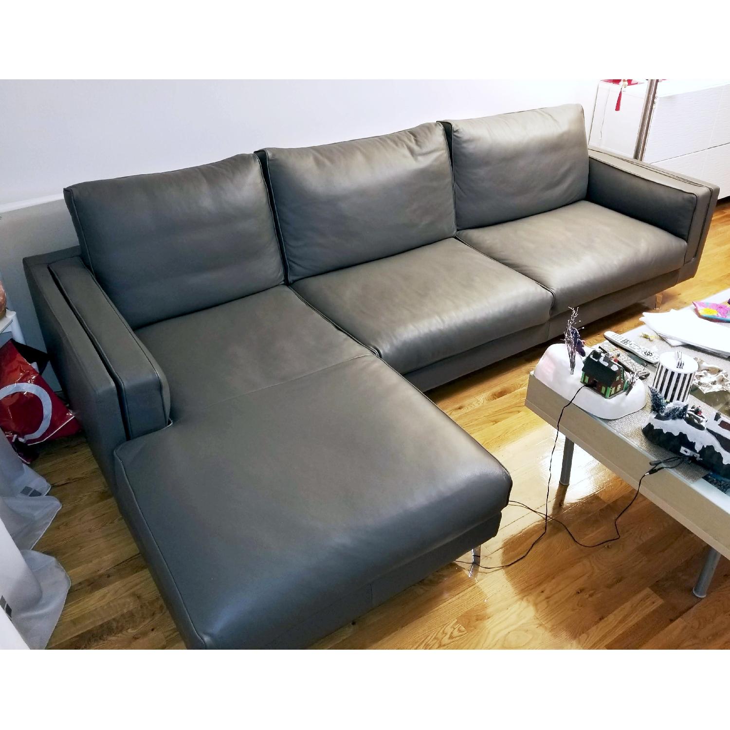 Calligaris Metro Leather 2-Piece Sectional Sofa - AptDeco