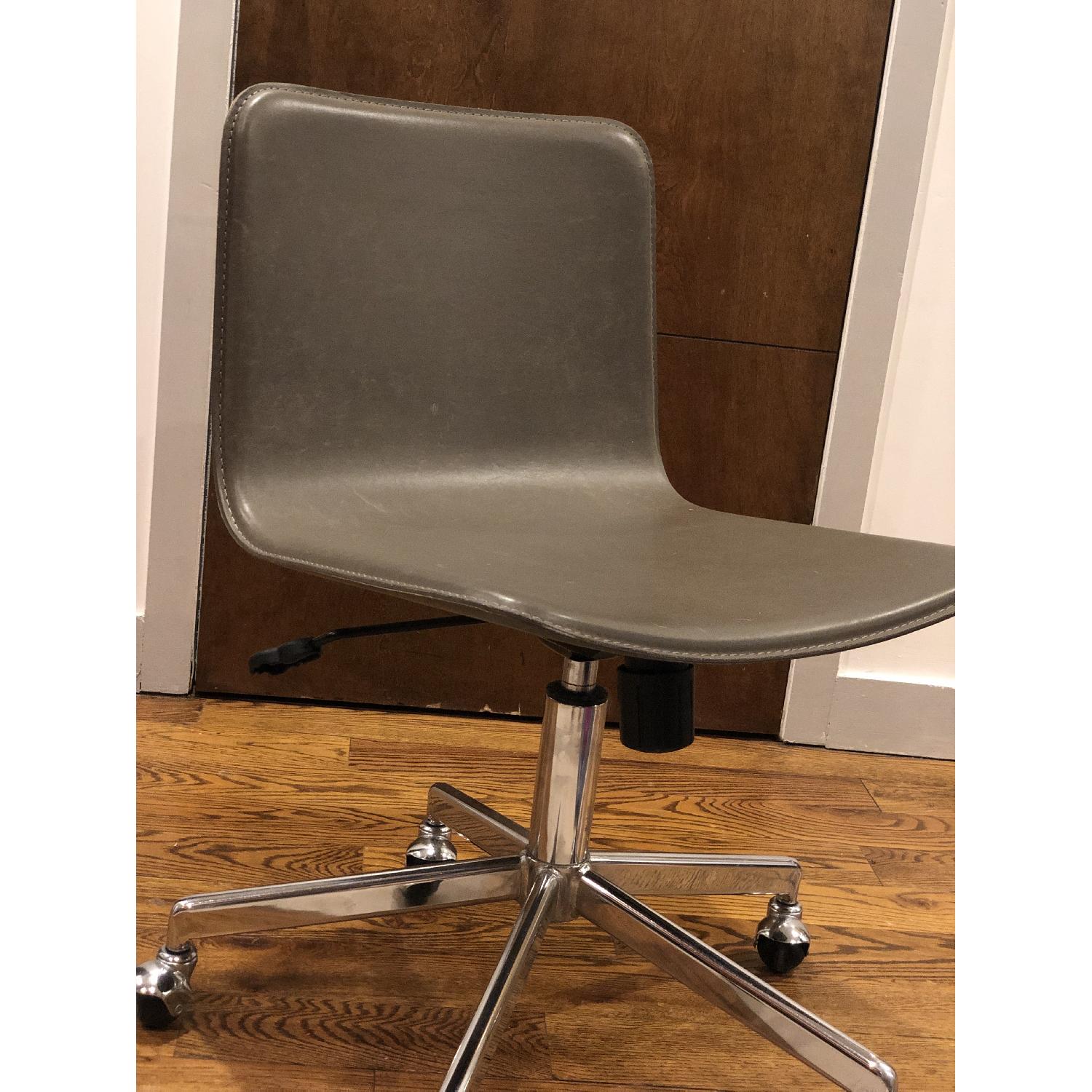 CB2 Form Grey-Brown Leather Office Chair - AptDeco