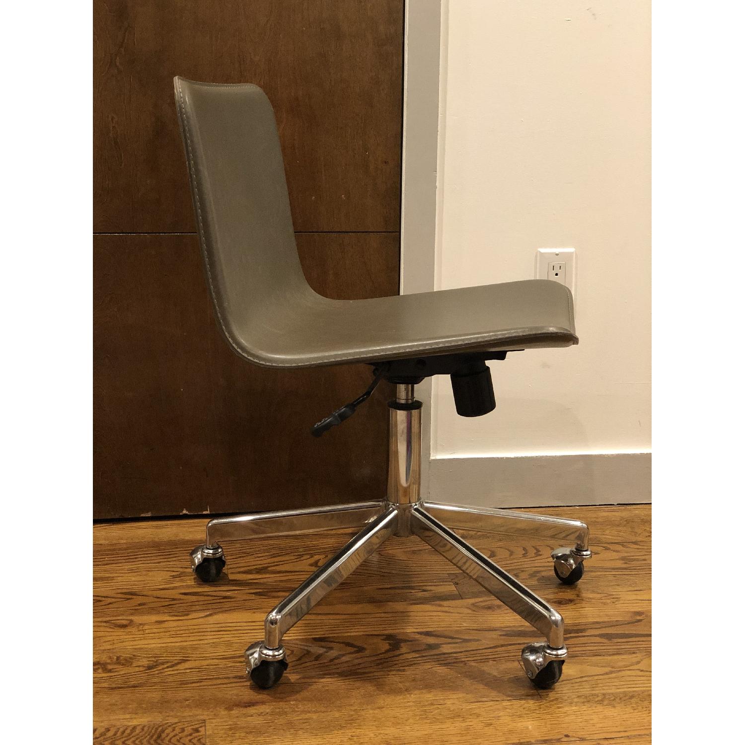 CB2 Form Grey-Brown Leather Office Chair - AptDeco