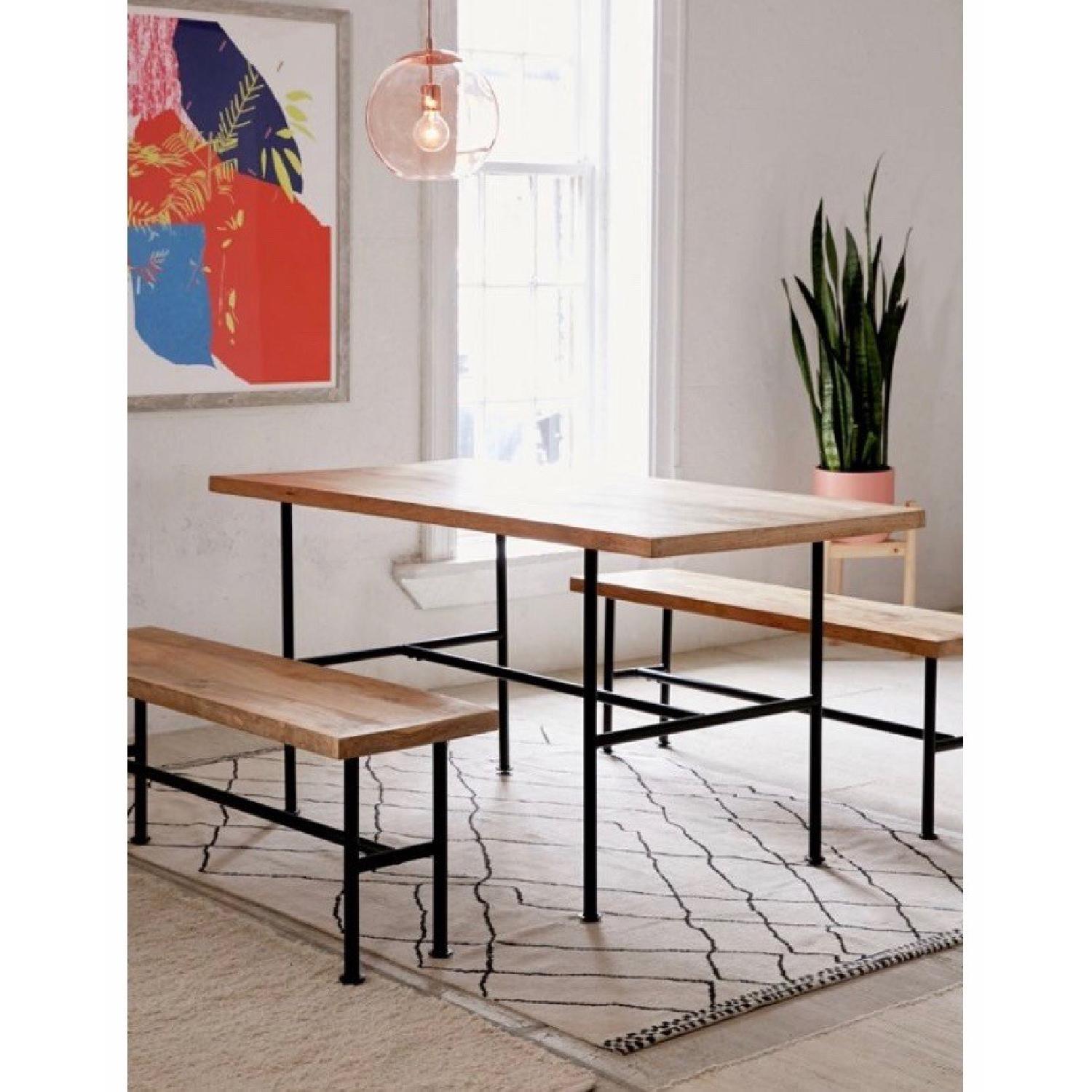 Urban Outfitters Industrial Pipe Dining Table w/ 2 Benches - AptDeco
