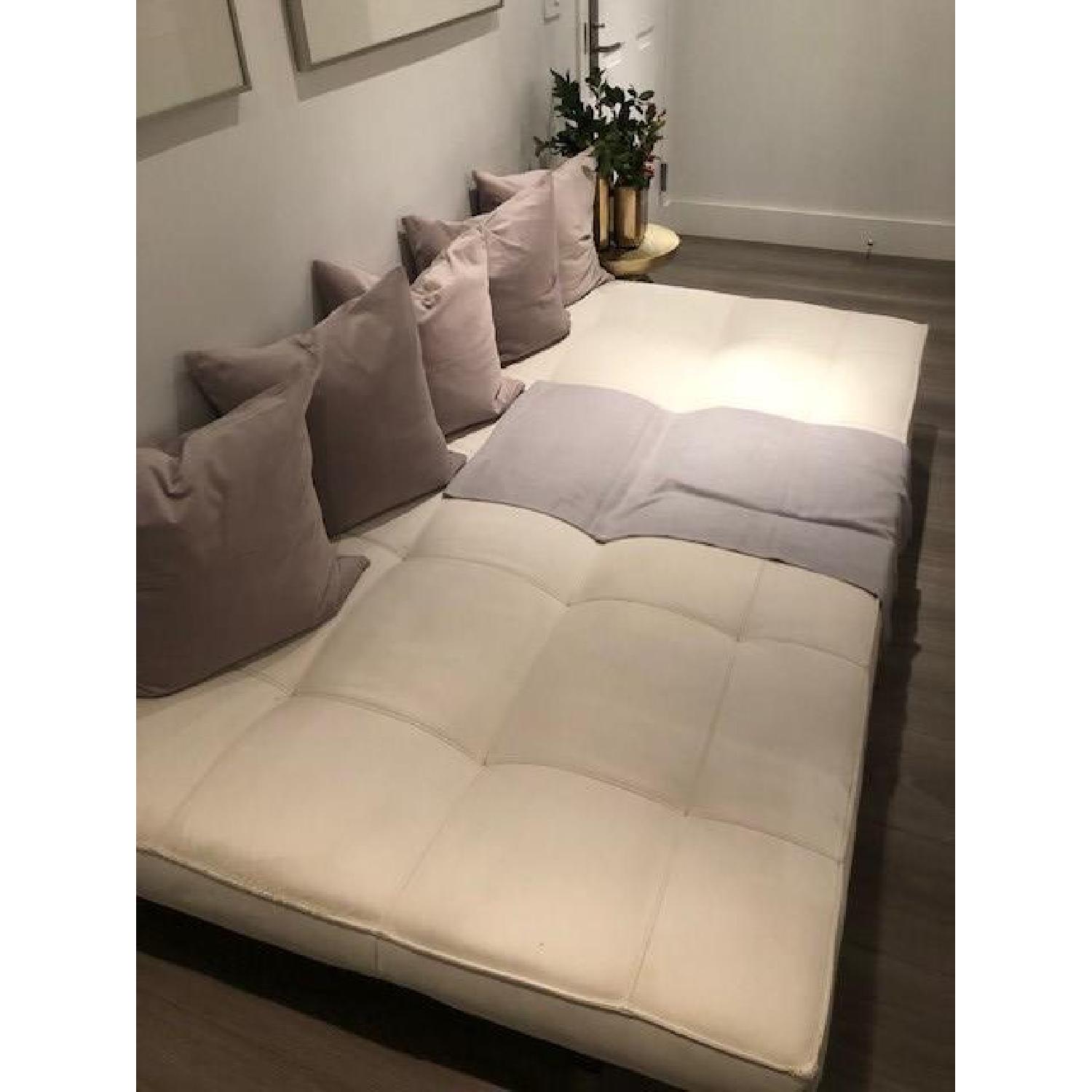 CB2 Mid Century Modern Futon Sleeper w/ Metal Base - AptDeco