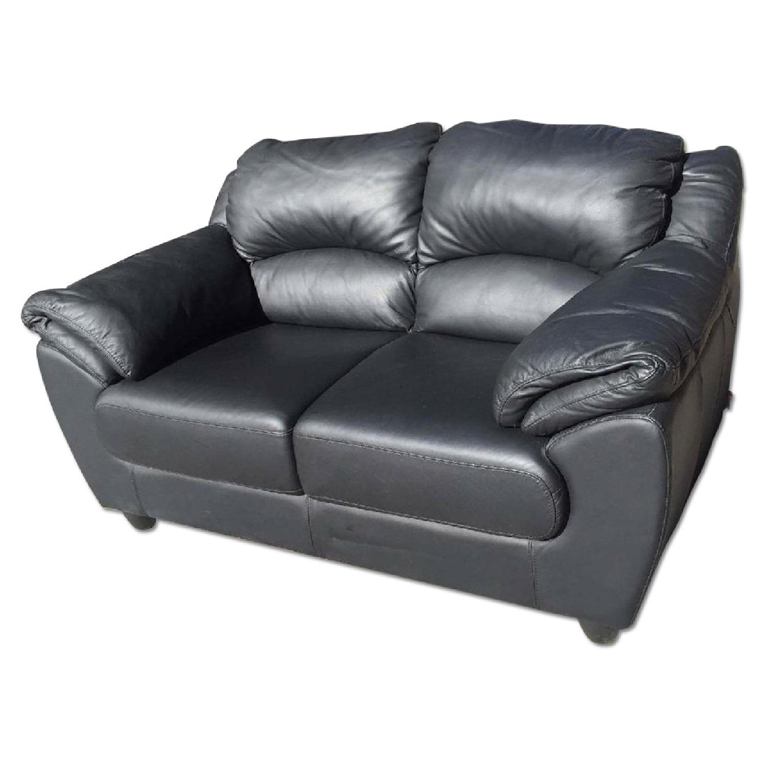 Simon Li Leather Loveseat - AptDeco