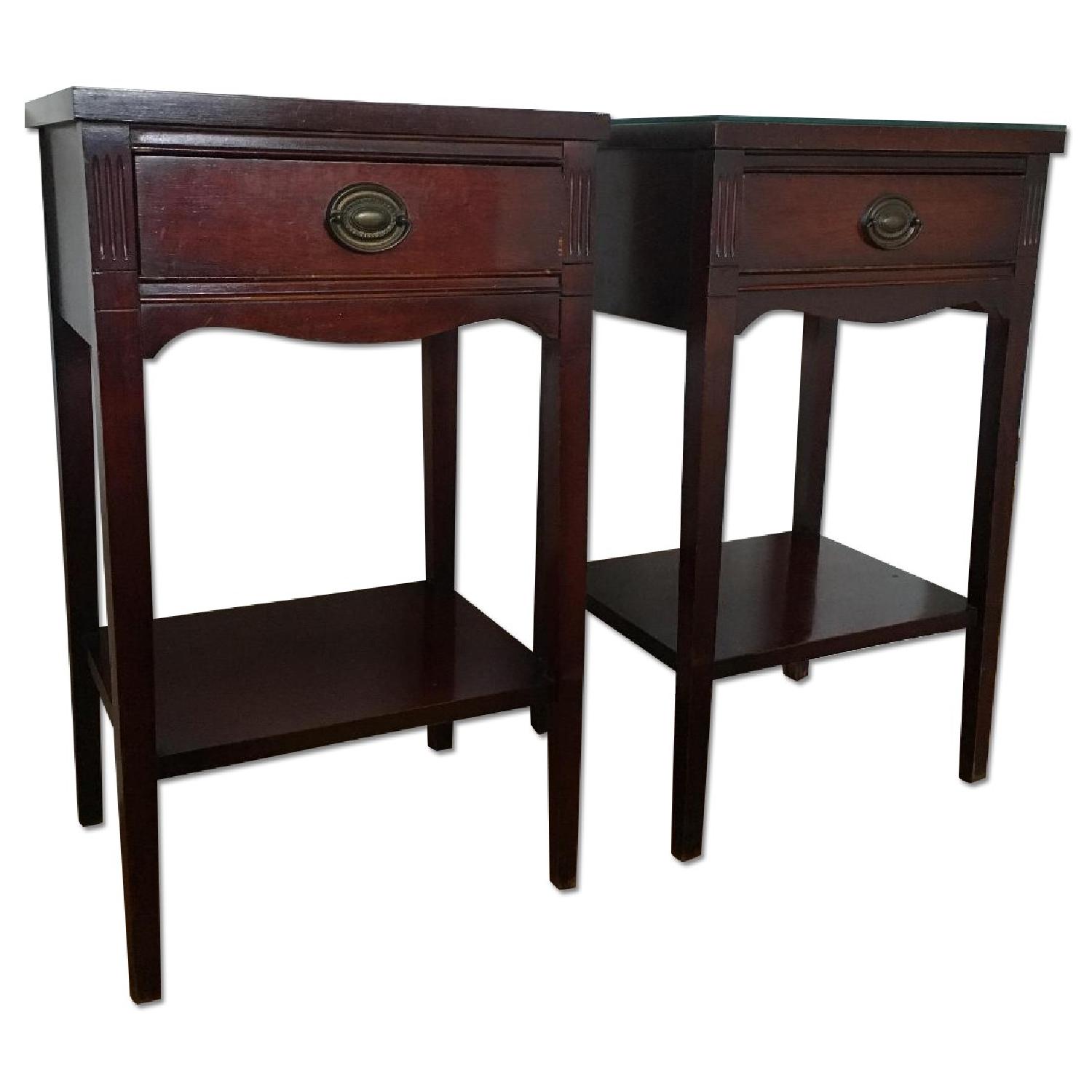 Solid Mahogany Night Tables - AptDeco