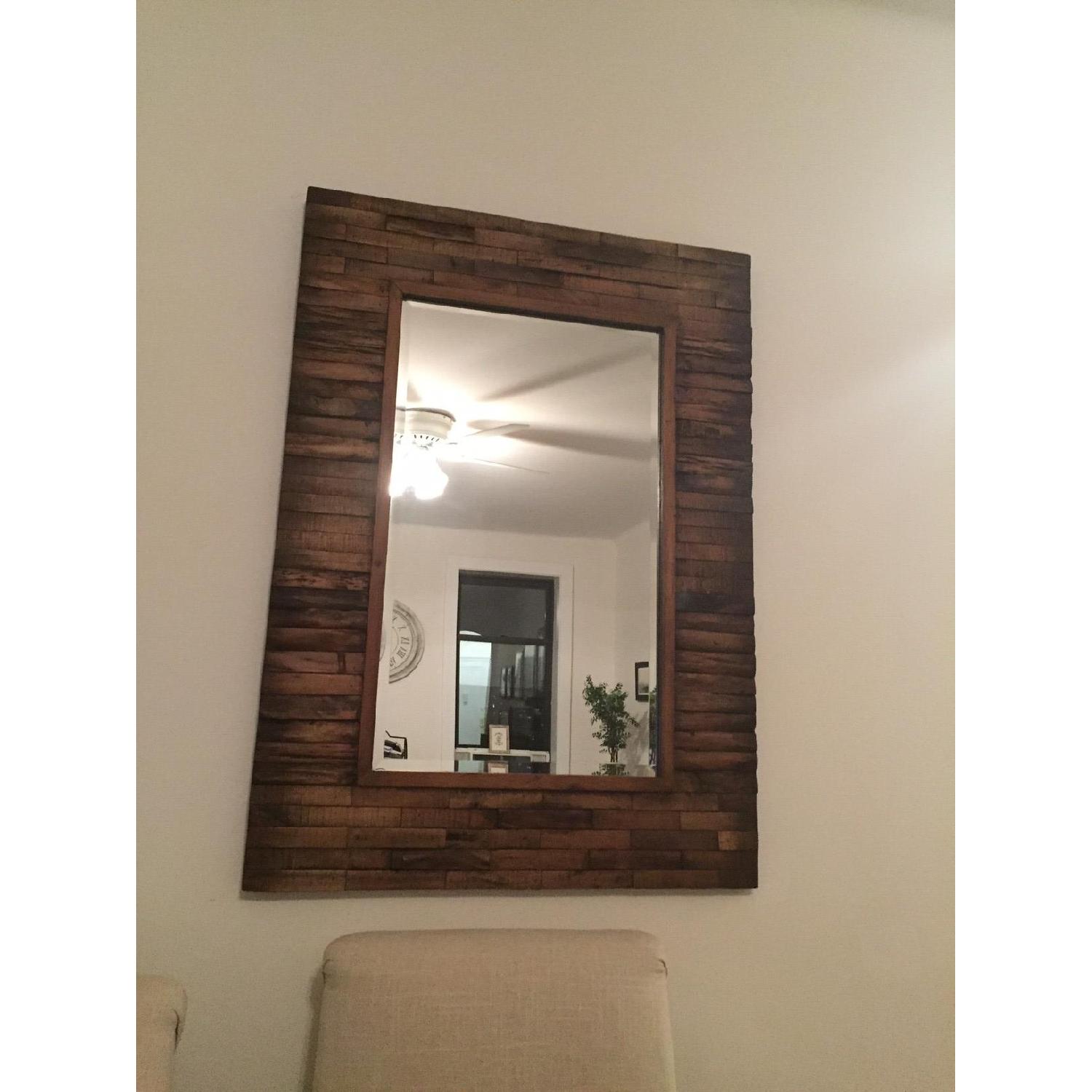 Rustic Distressed Wood Wall Mirror - AptDeco
