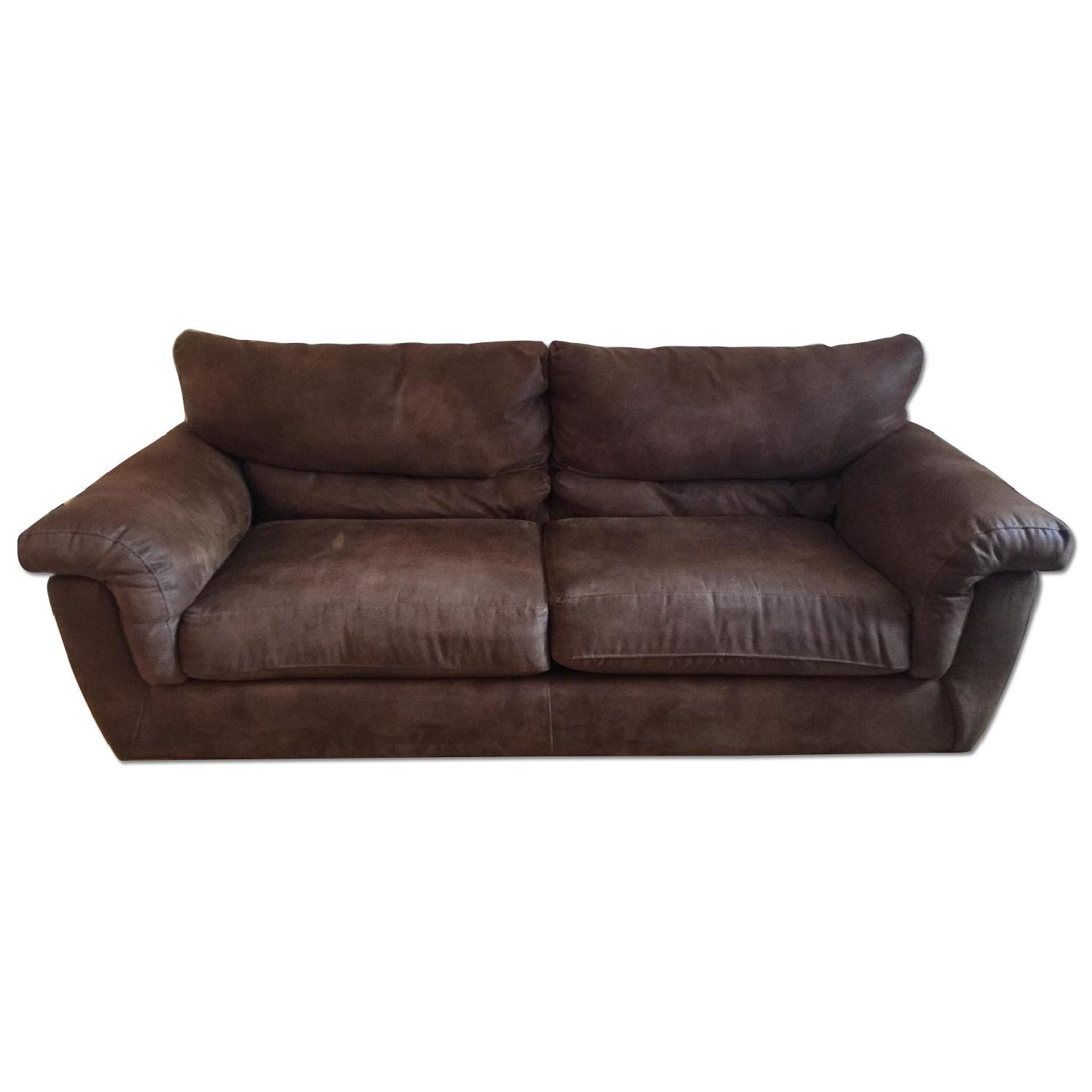 Brown Microfiber 2-Seat Couch - AptDeco