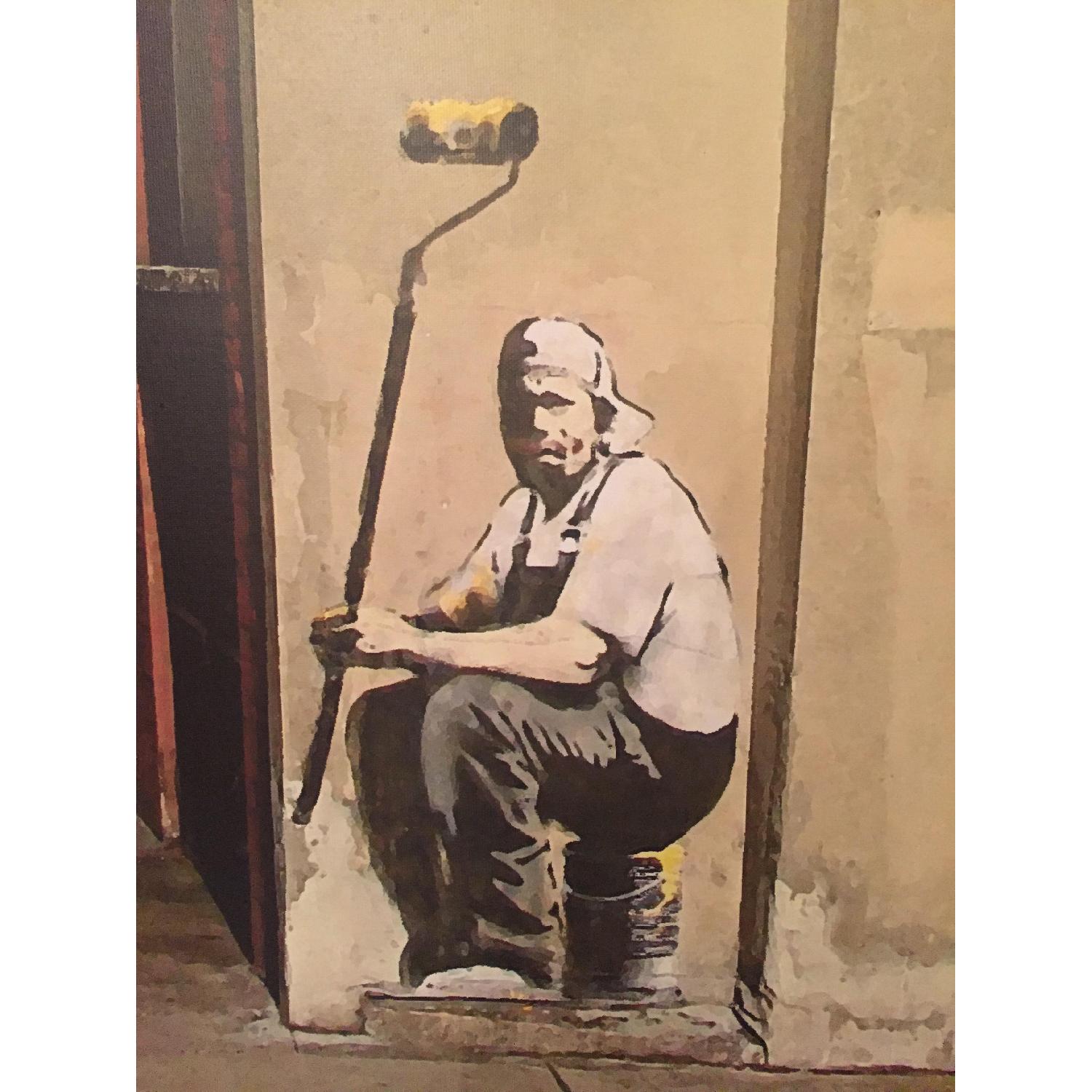 Banksy Reproduction: Yellow Lines Flower Painter - AptDeco