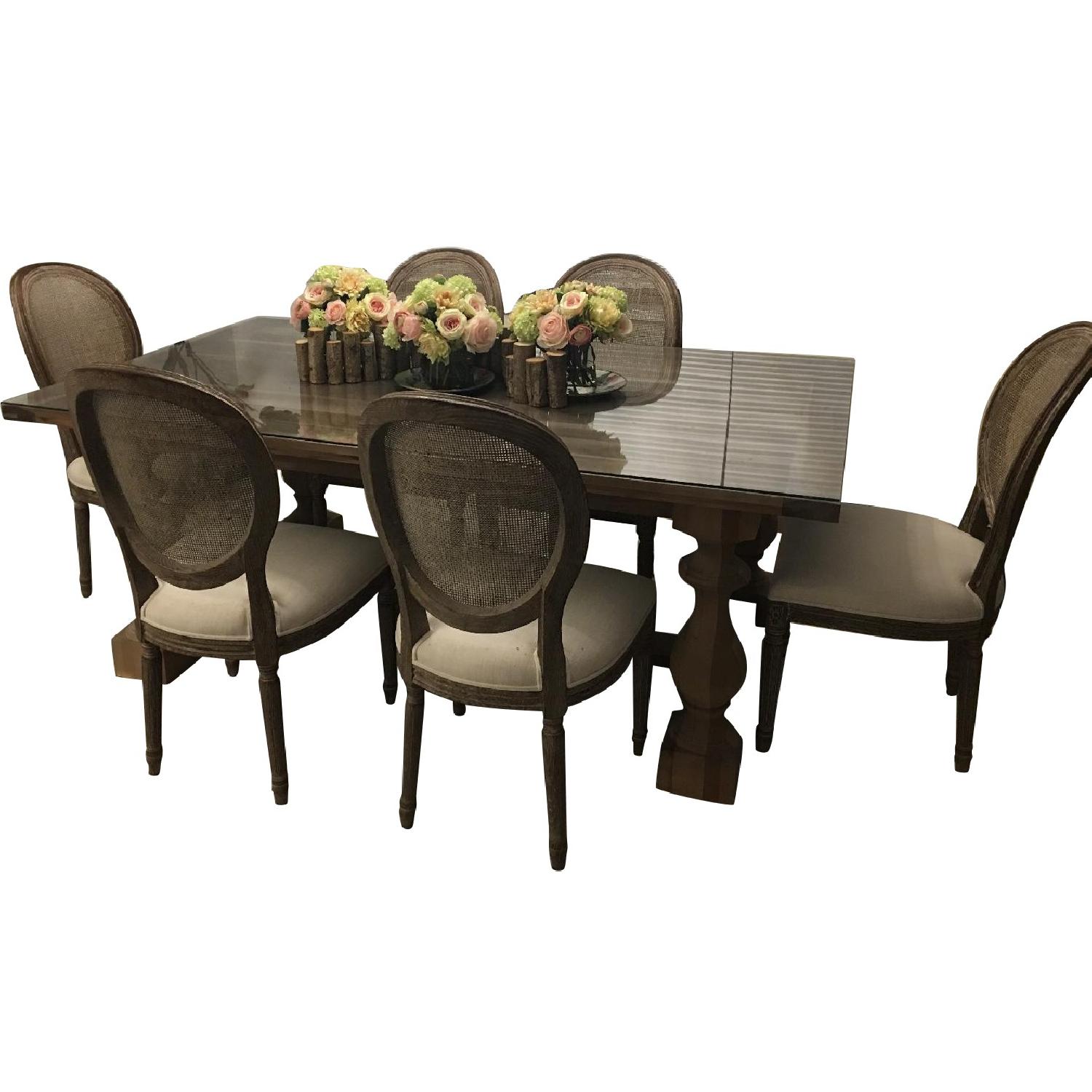 Restoration Hardware Rectangular Dining Table w/ 6 Chairs - AptDeco