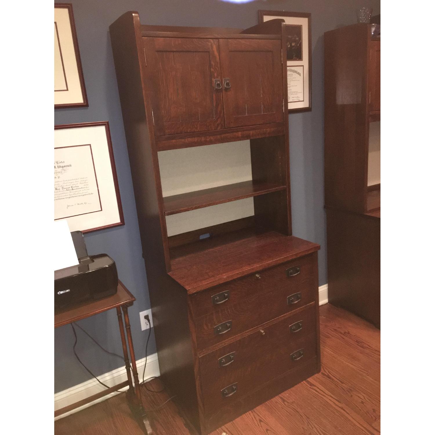 Stickley Bookcase w/ Filing Cabinet - AptDeco
