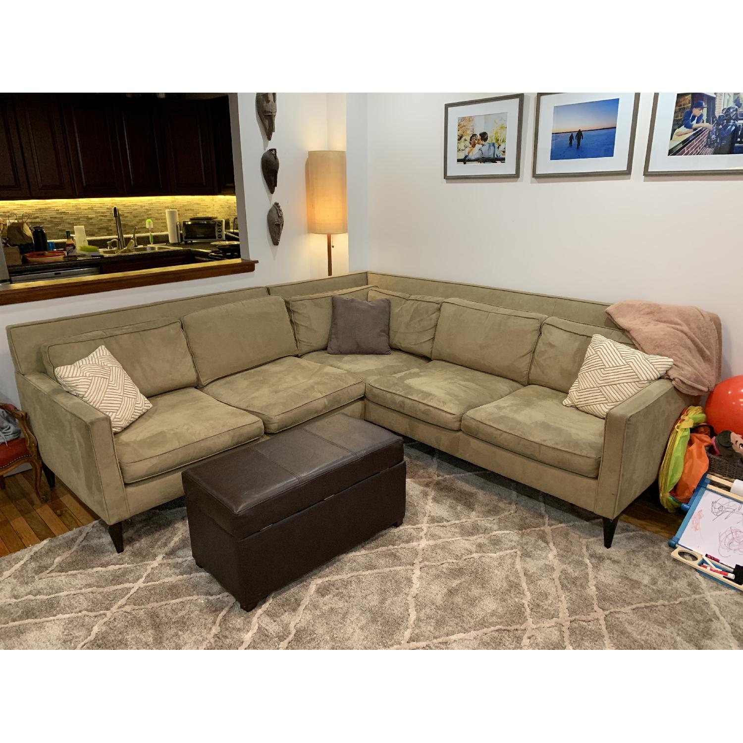 Crate & Barrel L Shaped Beige Sectional Sofa - AptDeco
