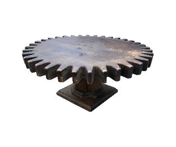 Ethan Allen Vintage Cog Wheel Sprocket Style Coffee Table - AptDeco