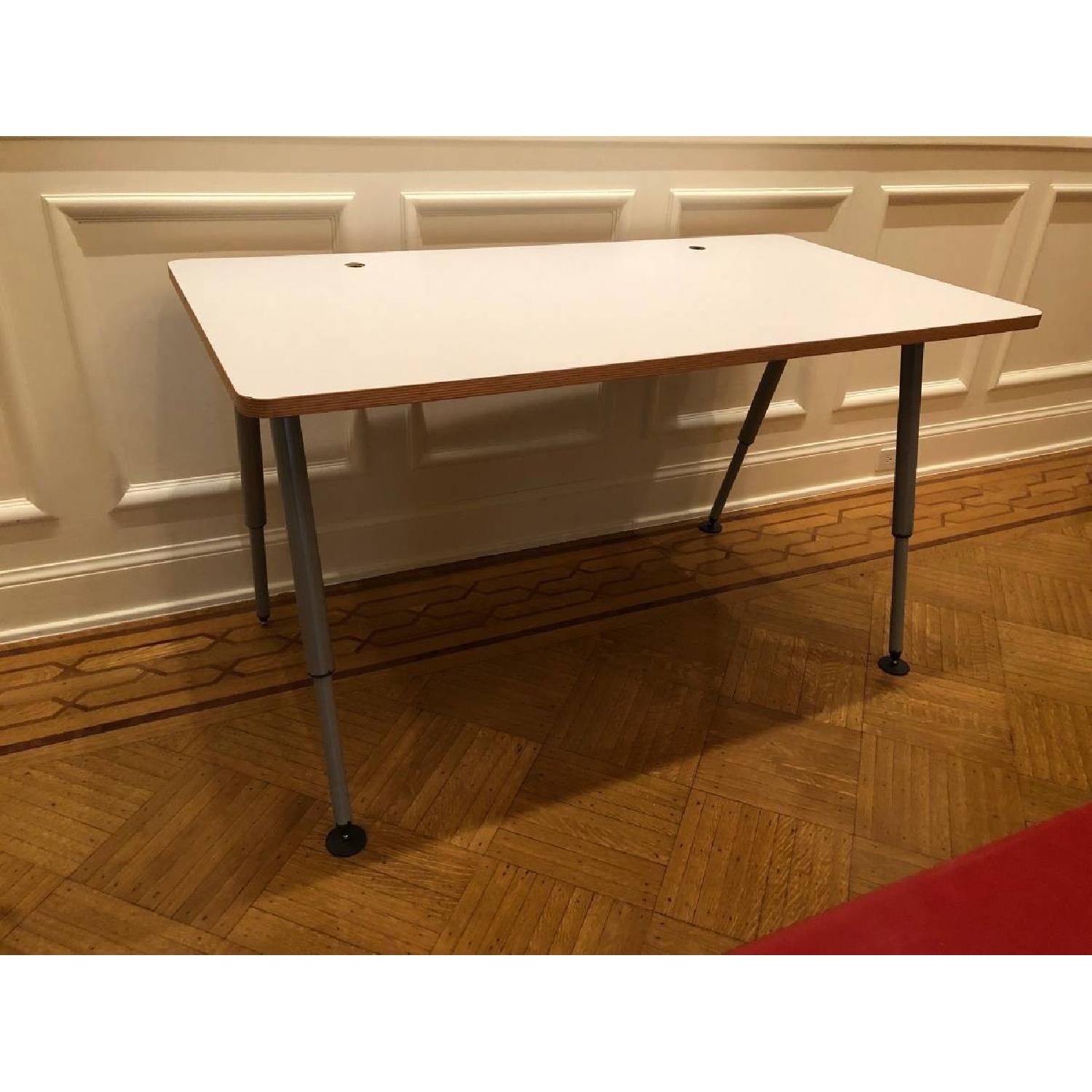 Herman Miller Abak White Art Desk w/ Adjustable Legs - AptDeco