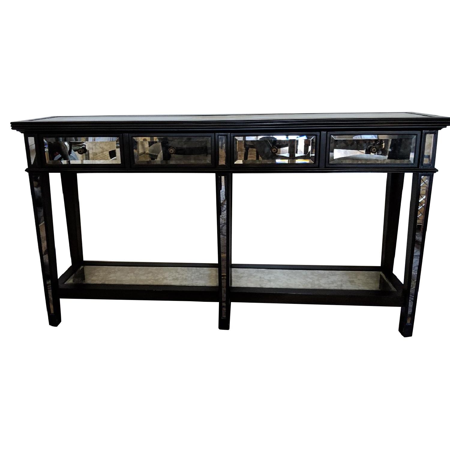 Arhaus Black Wood & Mirrored Console Table - AptDeco