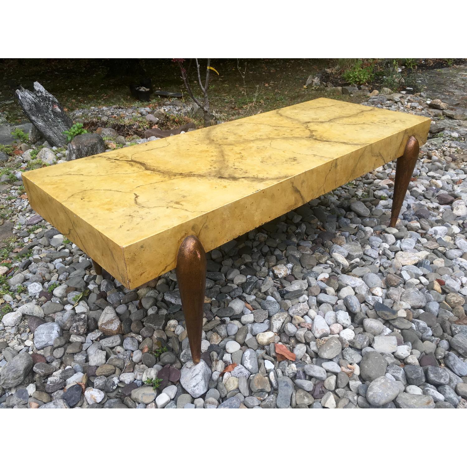 1940's Hollywood Regency Faux Marble Coffee Table - AptDeco